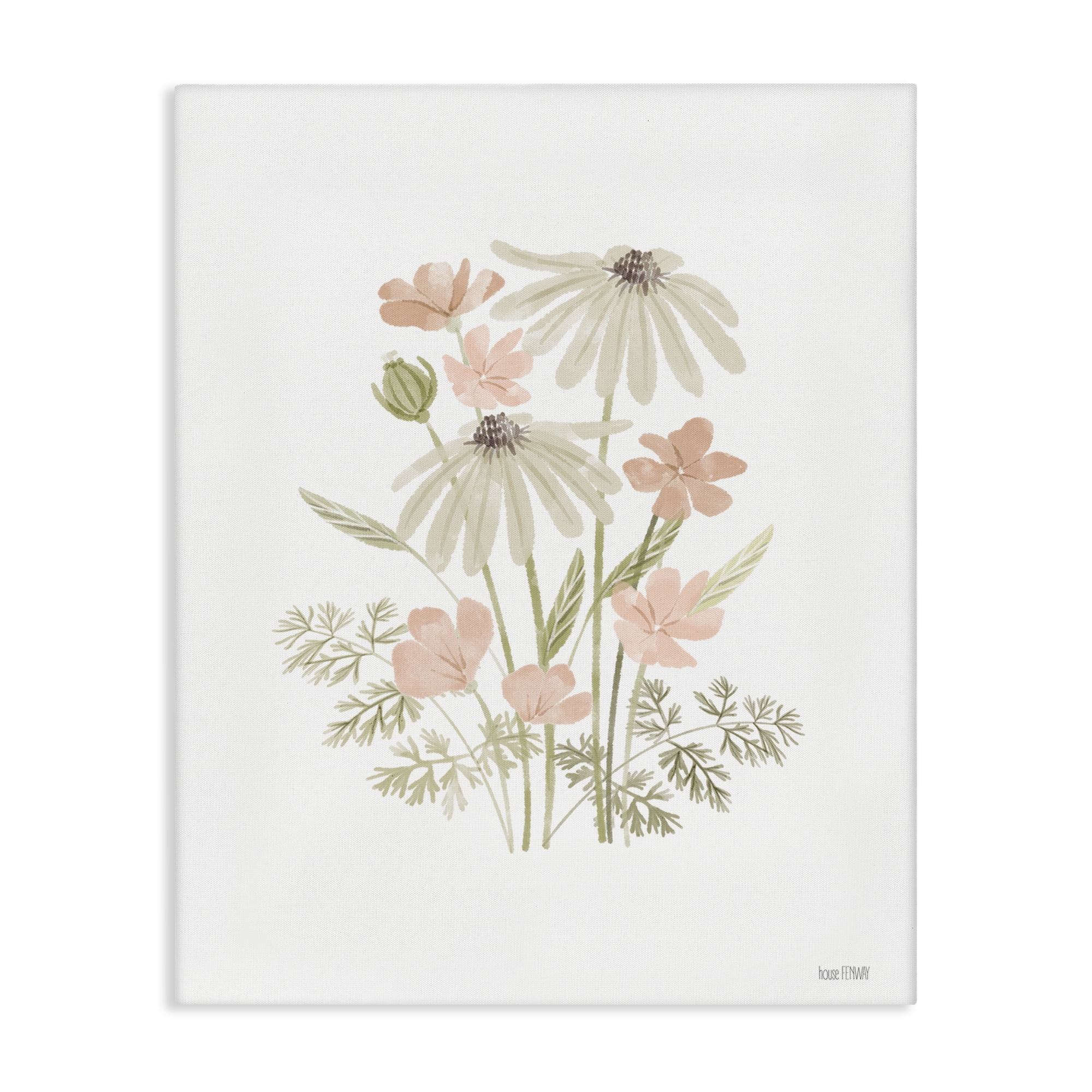 Stupell Industries Subtle Wild Blooms Plants & Flowers Painting Wrapped ...
