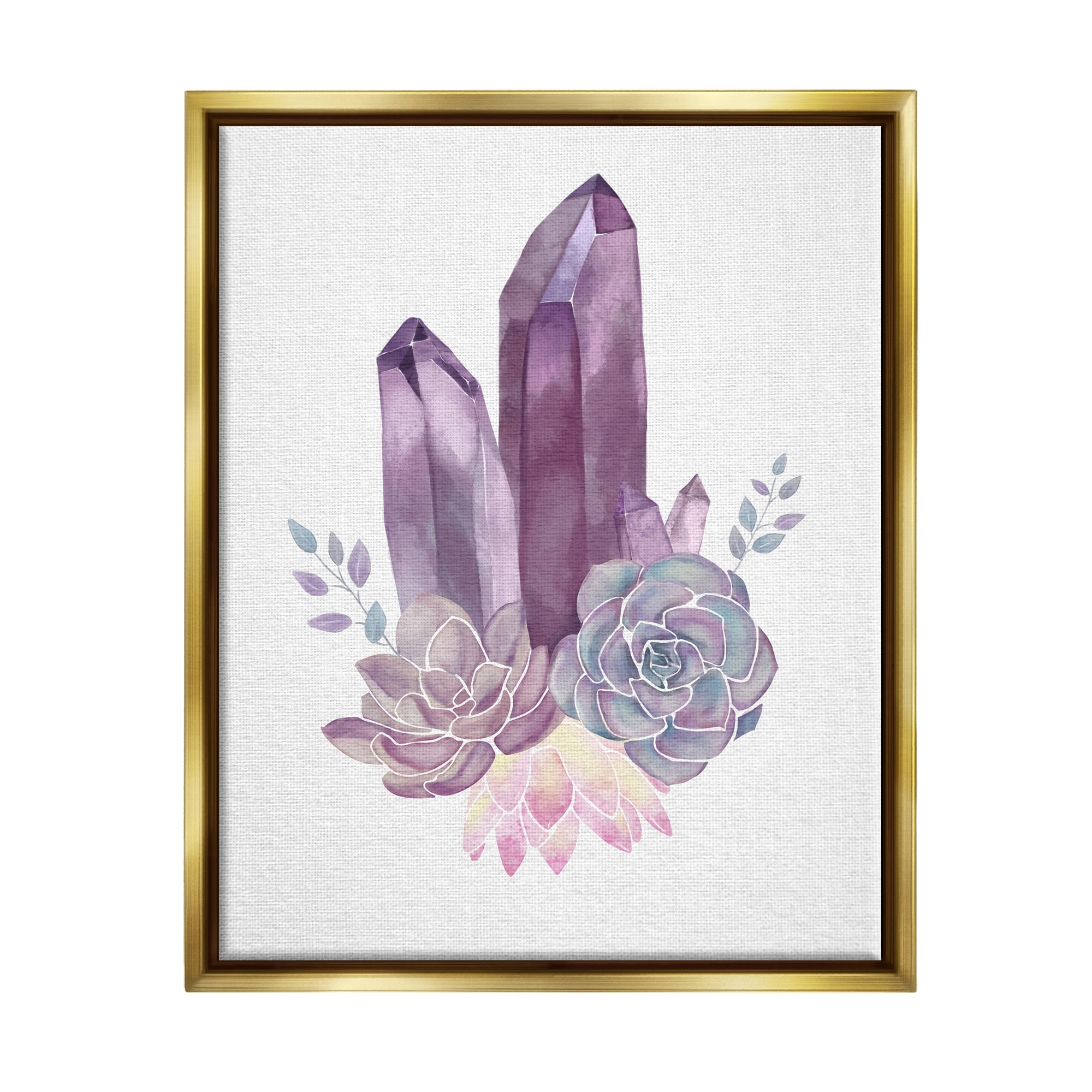 Stupell Industries Succulent Crystal Flower Purple Blue Watercolor ...