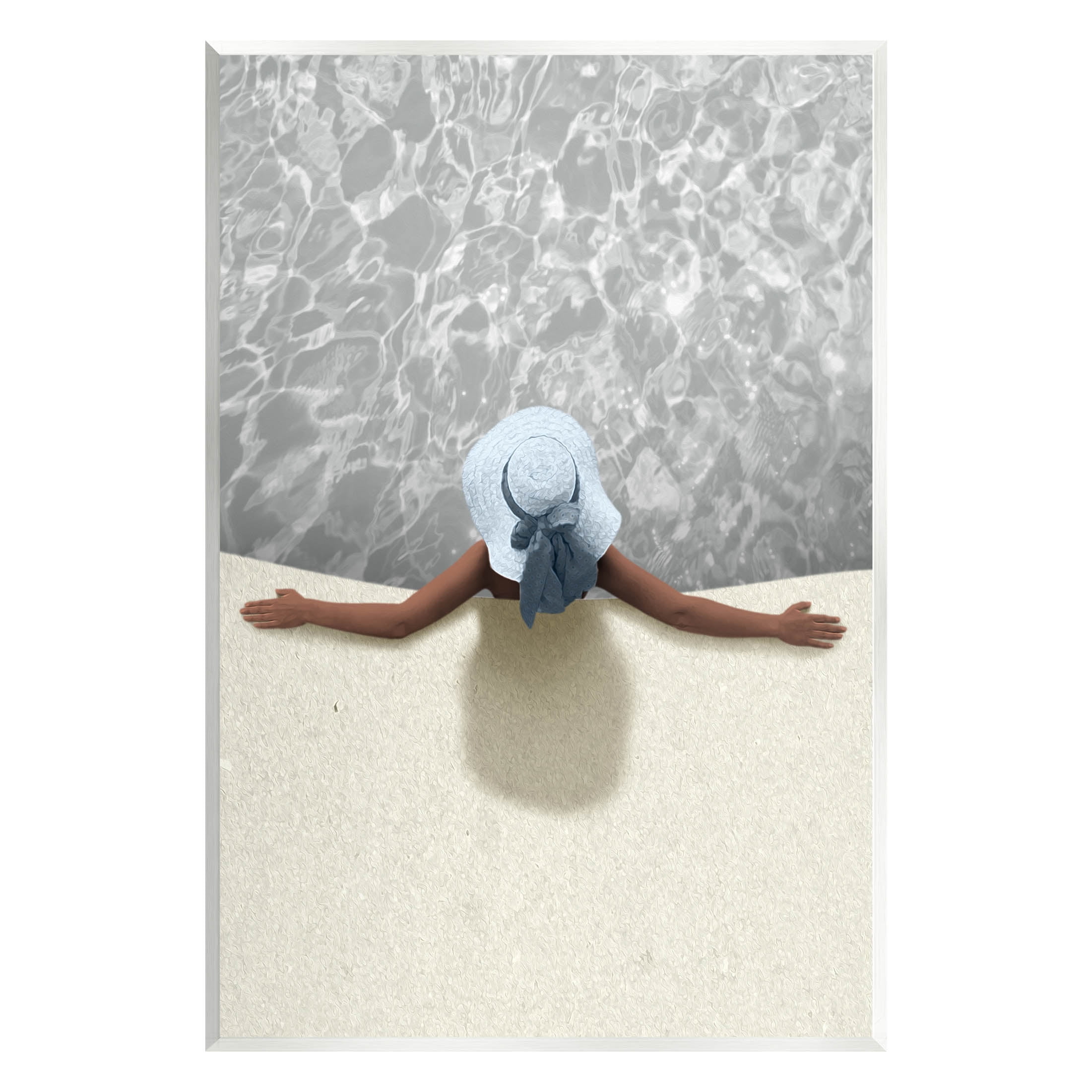 Stupell Industries Summer Aerial View Person Pool Water Graphic Art ...