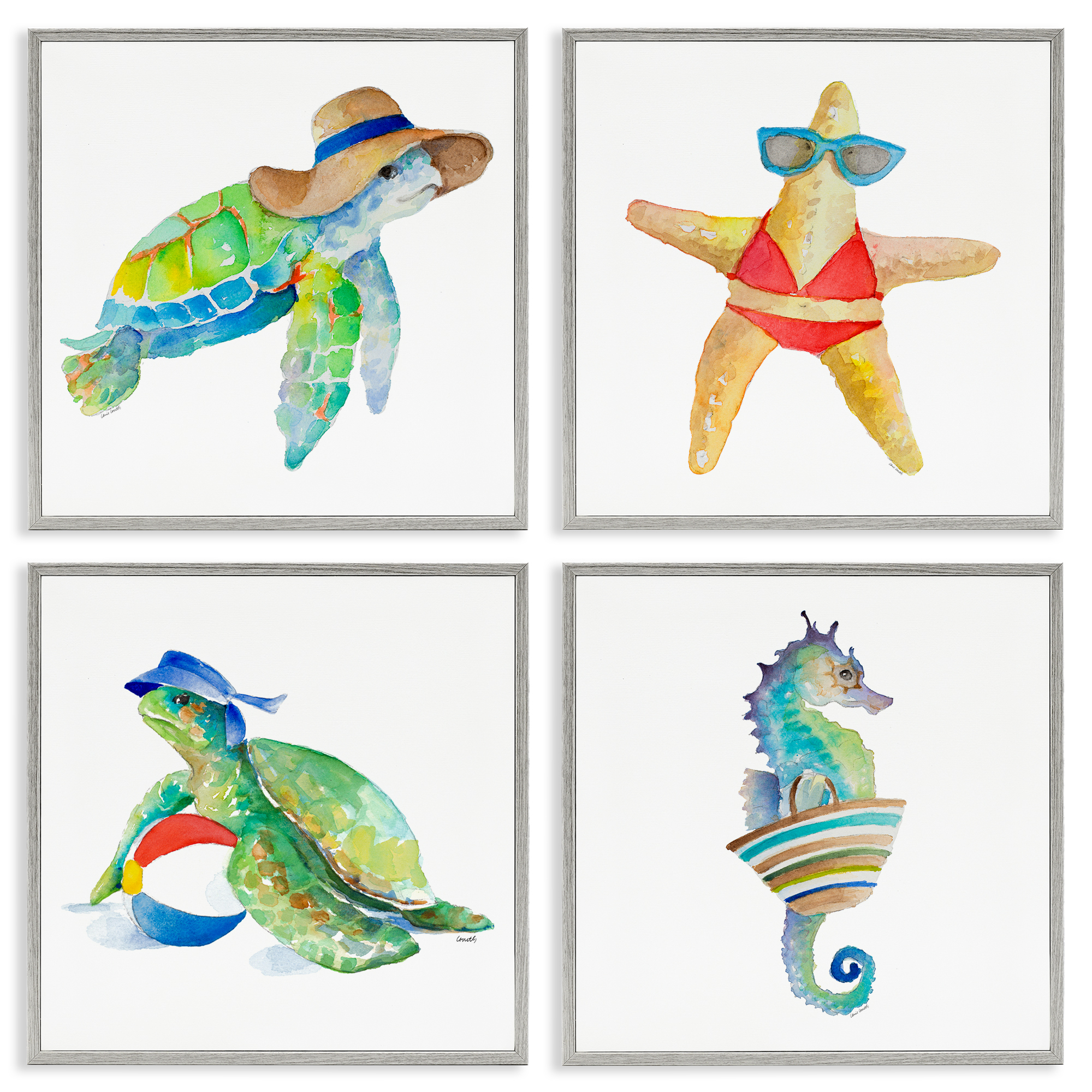 Stupell Industries Summer Beach Creatures Nautical & Beach Painting ...