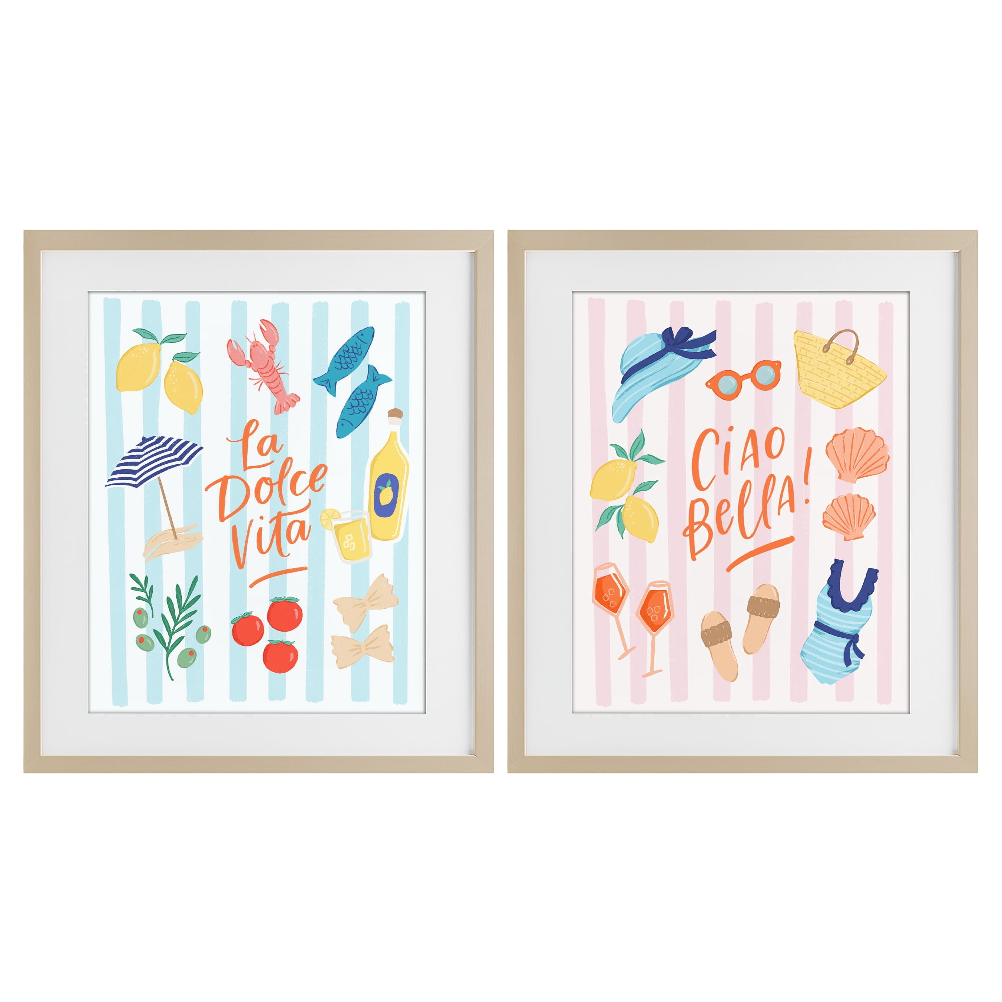 Stupell Industries Summer Italian Vacation 2 Piece Birch Framed Print ...