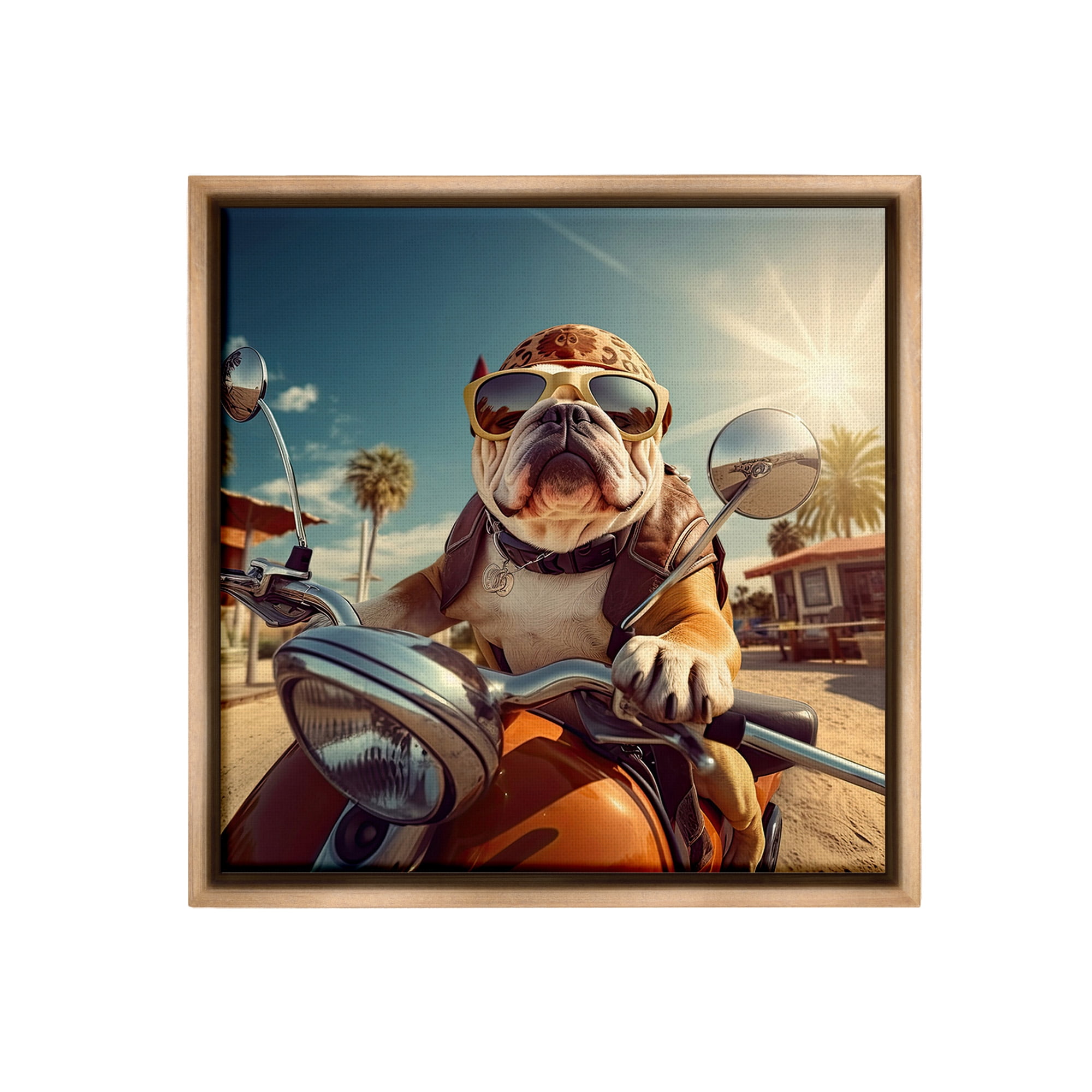 Stupell Industries Summer Motorcycle Dog Animals & Insects Painting ...