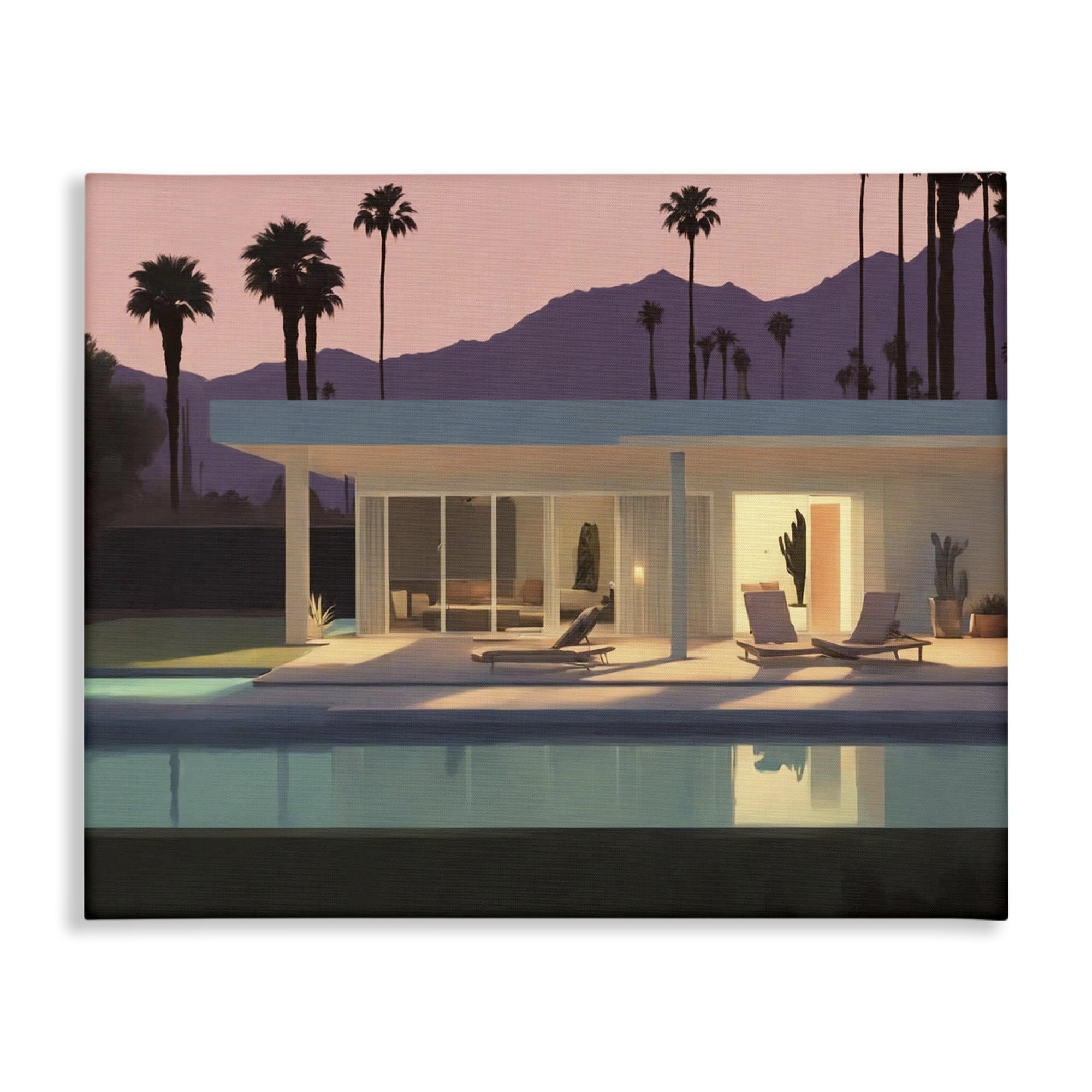 Stupell Industries Summer Pool Reflection Landscape & Nature Painting Wrapped Canvas Art Print ...