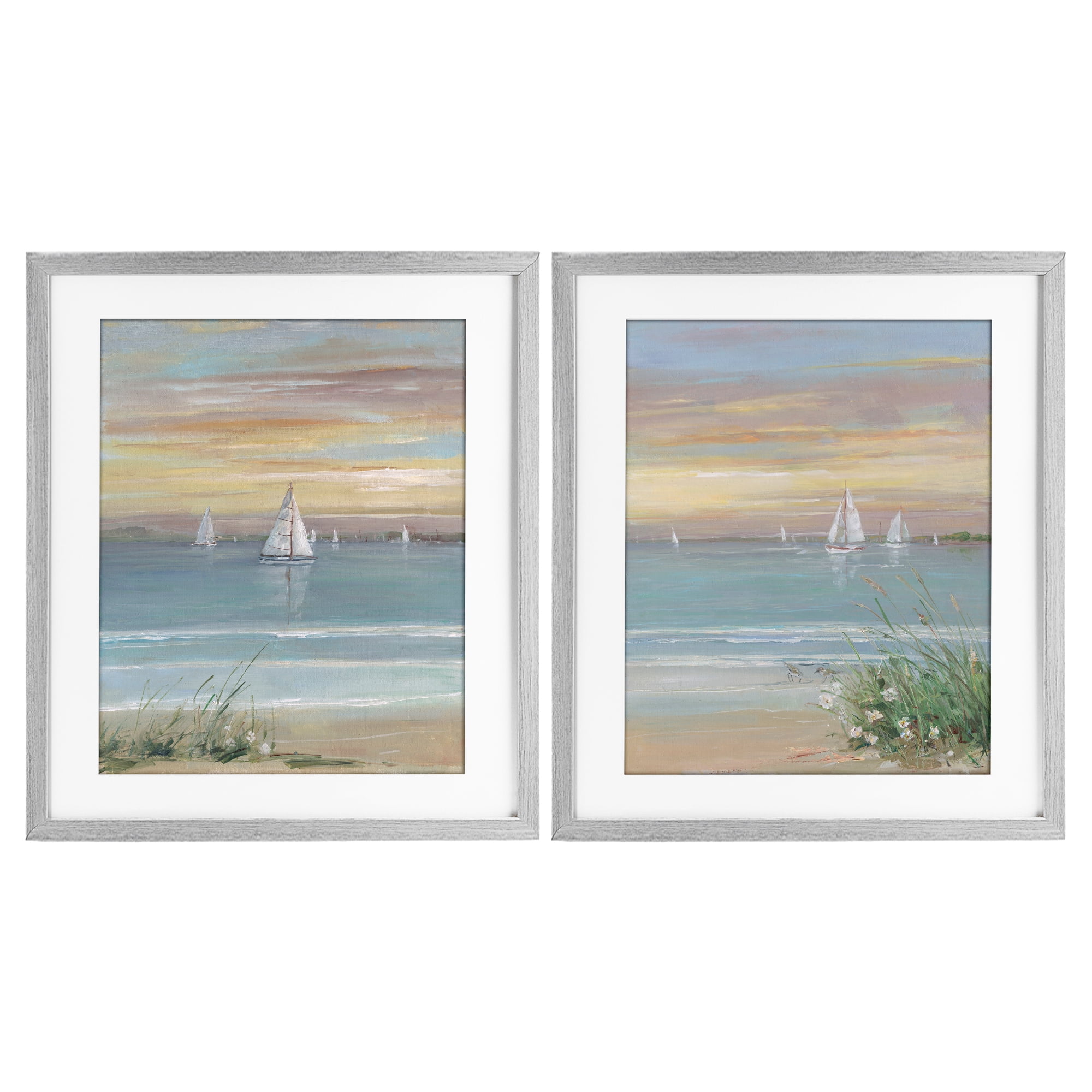 Stupell Industries Summer Shore Panorama 2 Piece Gray Framed Print ...