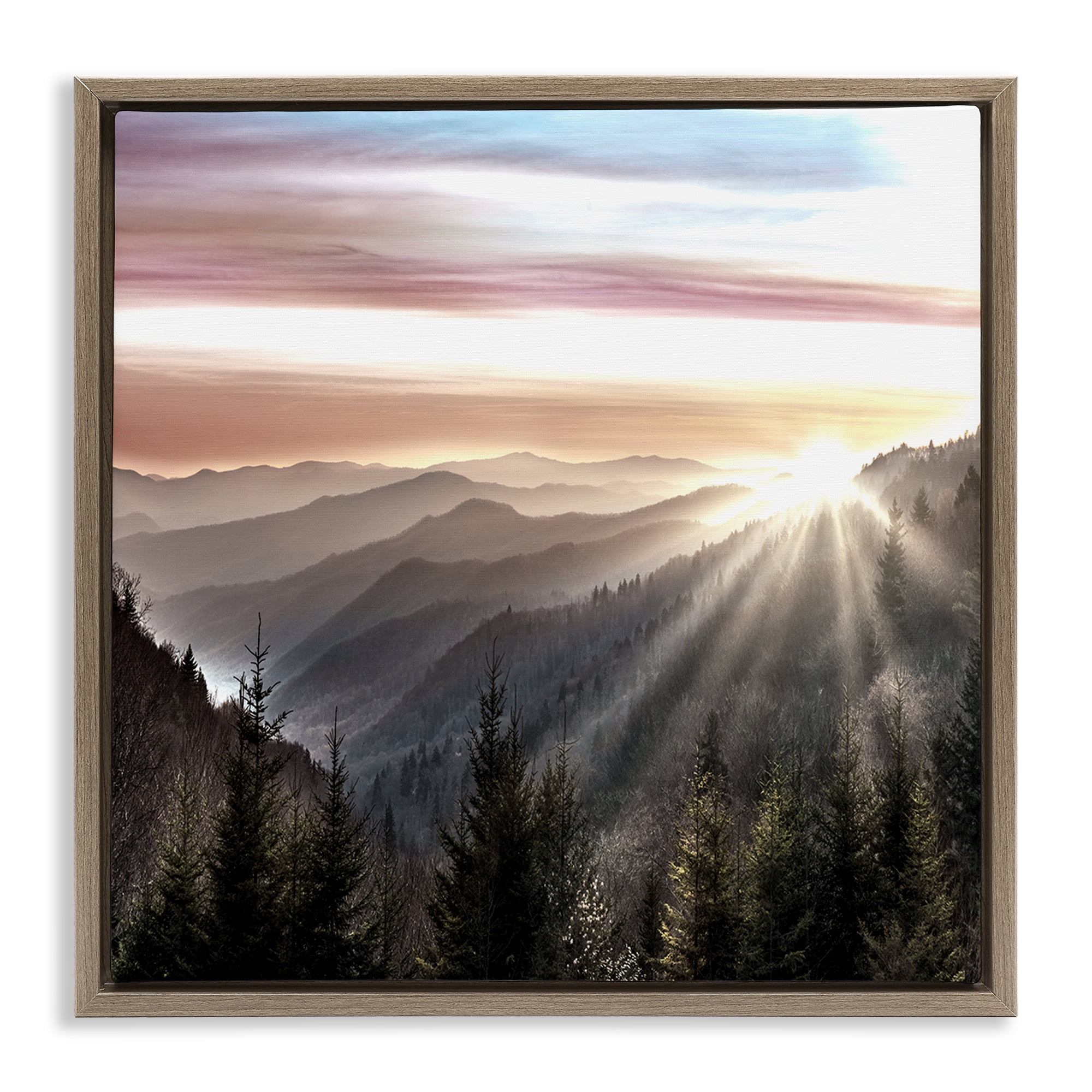 Stupell Industries Sun Rays Through Peaks Landscape & Nature Painting ...