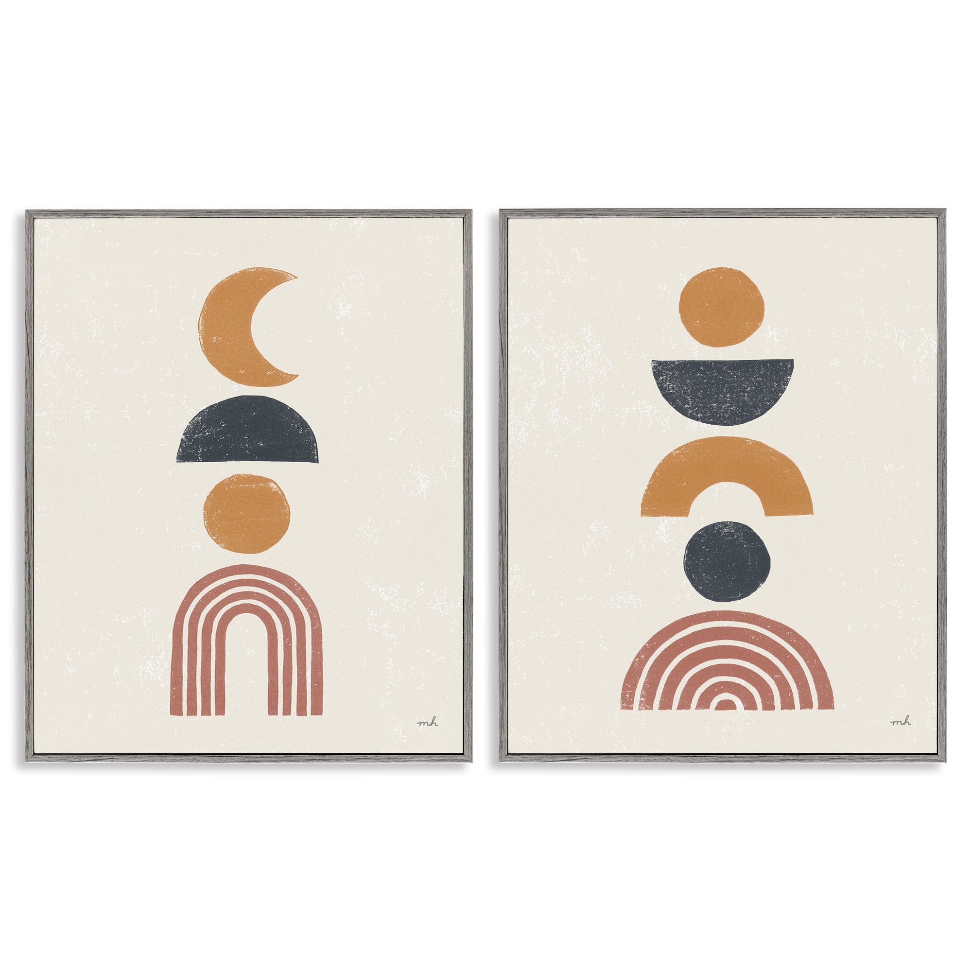 Stupell Industries Sun and Moon Bohemian Symbols Abstract Painting Gray ...