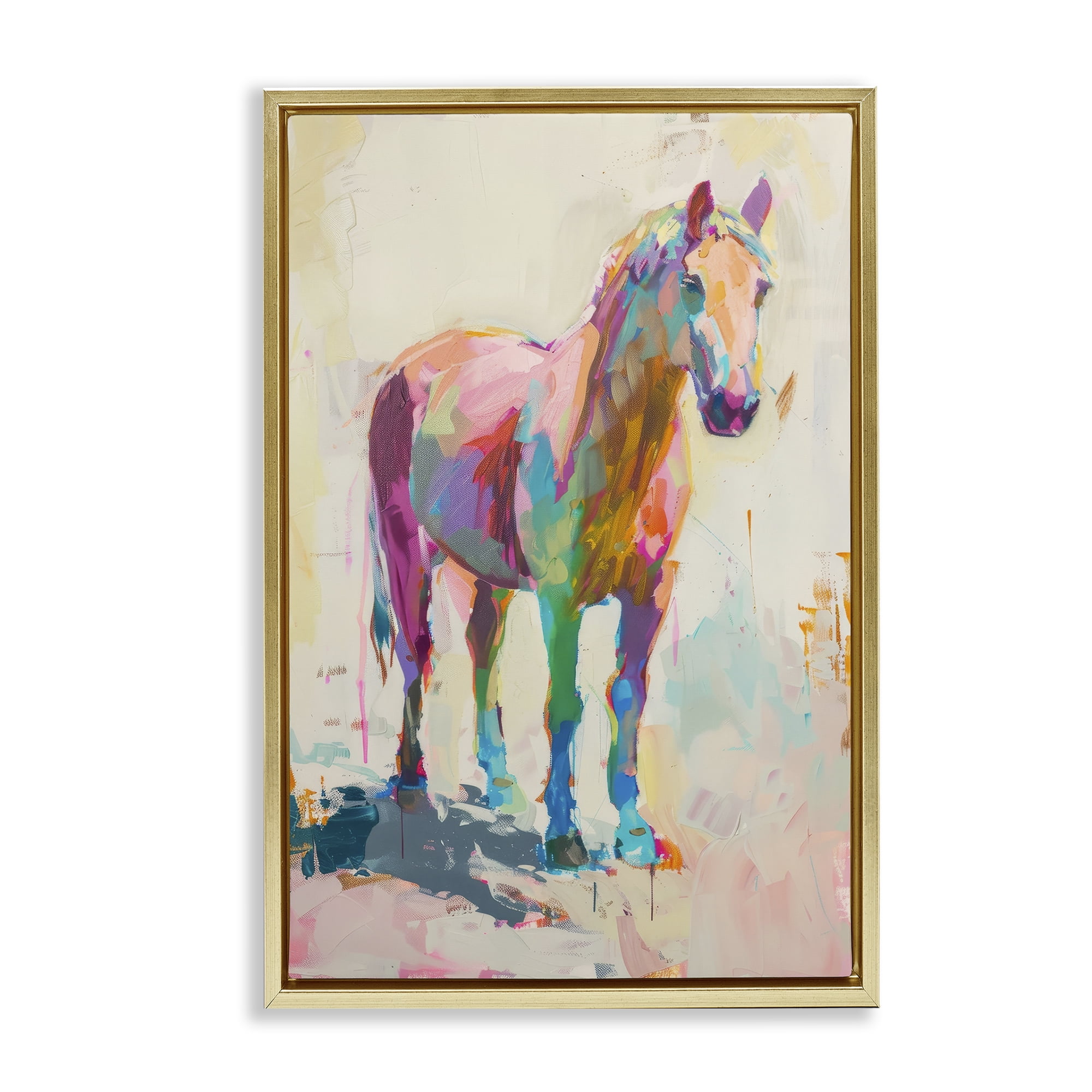 Stupell Industries Sunset Hued Horse Animals Painting Gold Floater ...