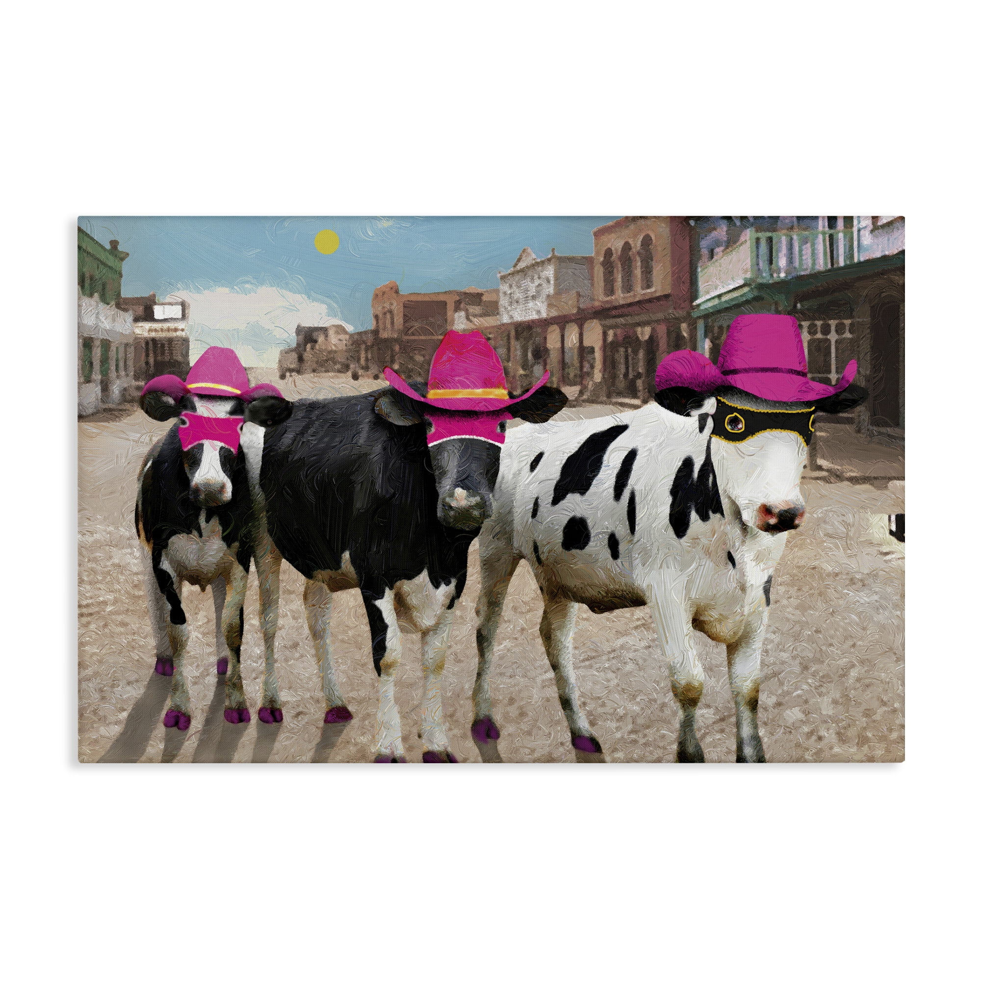 Stupell Industries Superhero Cows in Town Scenery Painting Gallery ...