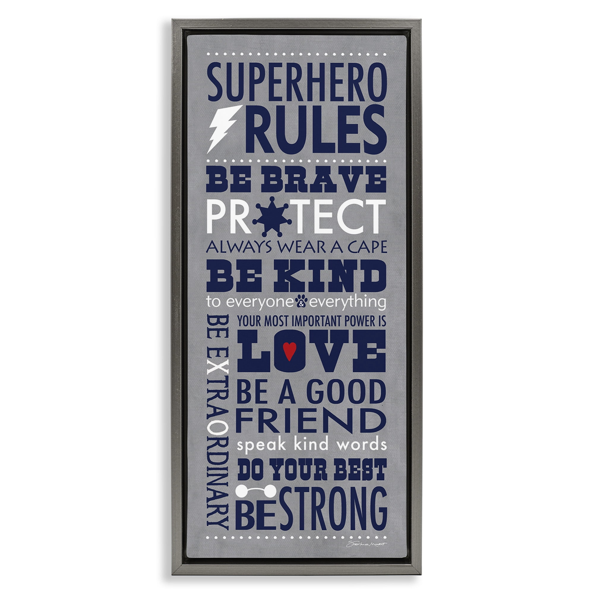 Stupell Industries Superhero Rules Typography Art for Kids Painting ...