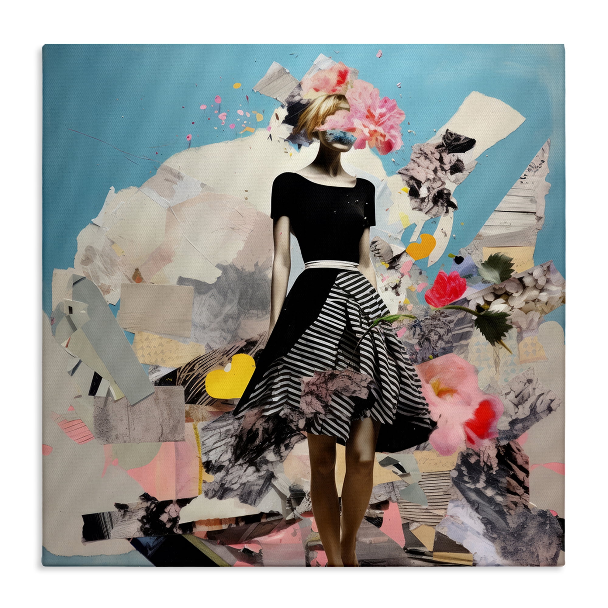 Stupell Industries Surreal Collage Woman People Painting Wrapped Canvas ...