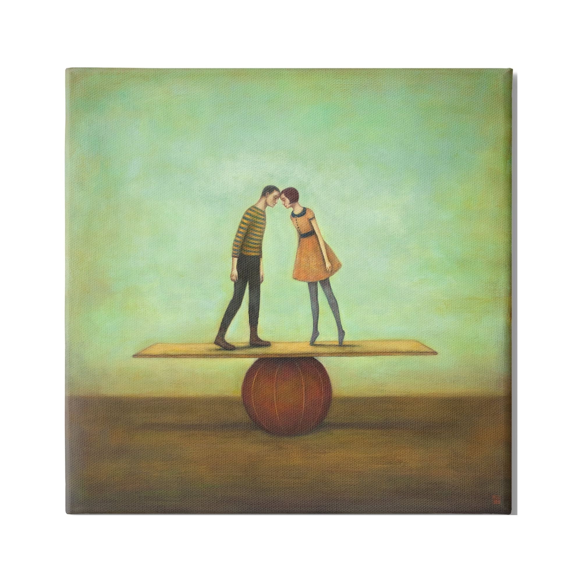 Stupell Industries Surreal People Balancing Red Ball Canvas Wall Art 17x17 by Duy Huynh ...