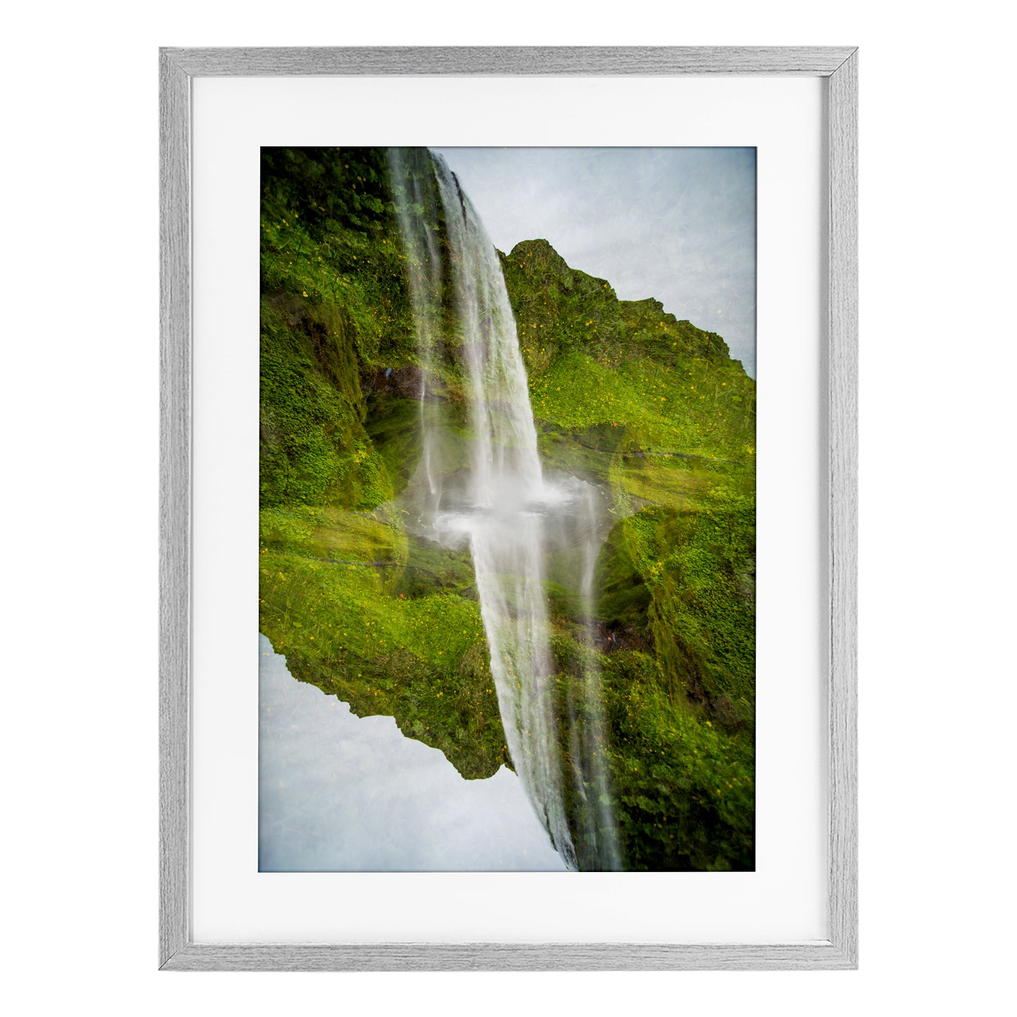 Stupell Industries Surreal Waterfall Reflection Gray Framed Print Under ...