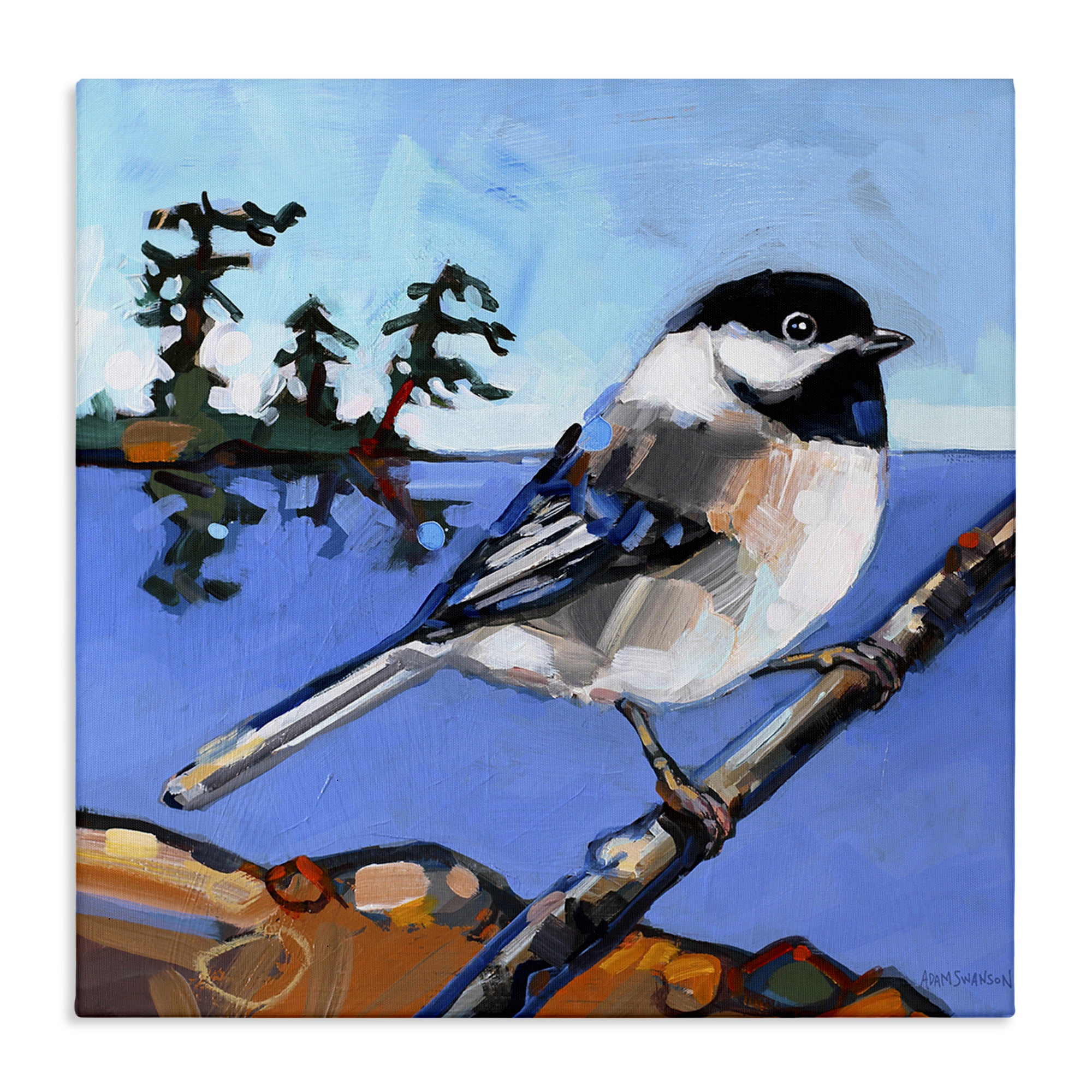 Stupell Industries Swallow Bird Perched Birds Painting Wrapped Canvas ...