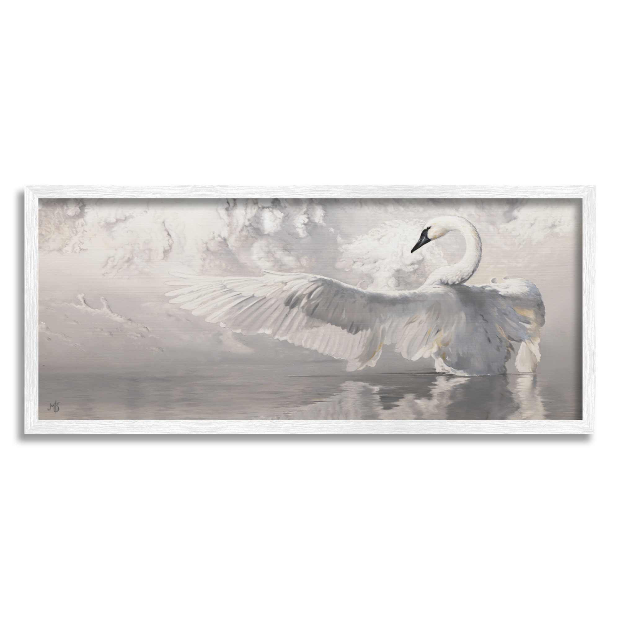 Stupell Industries Swan Wingspan on Pond Animals & Insects Painting ...