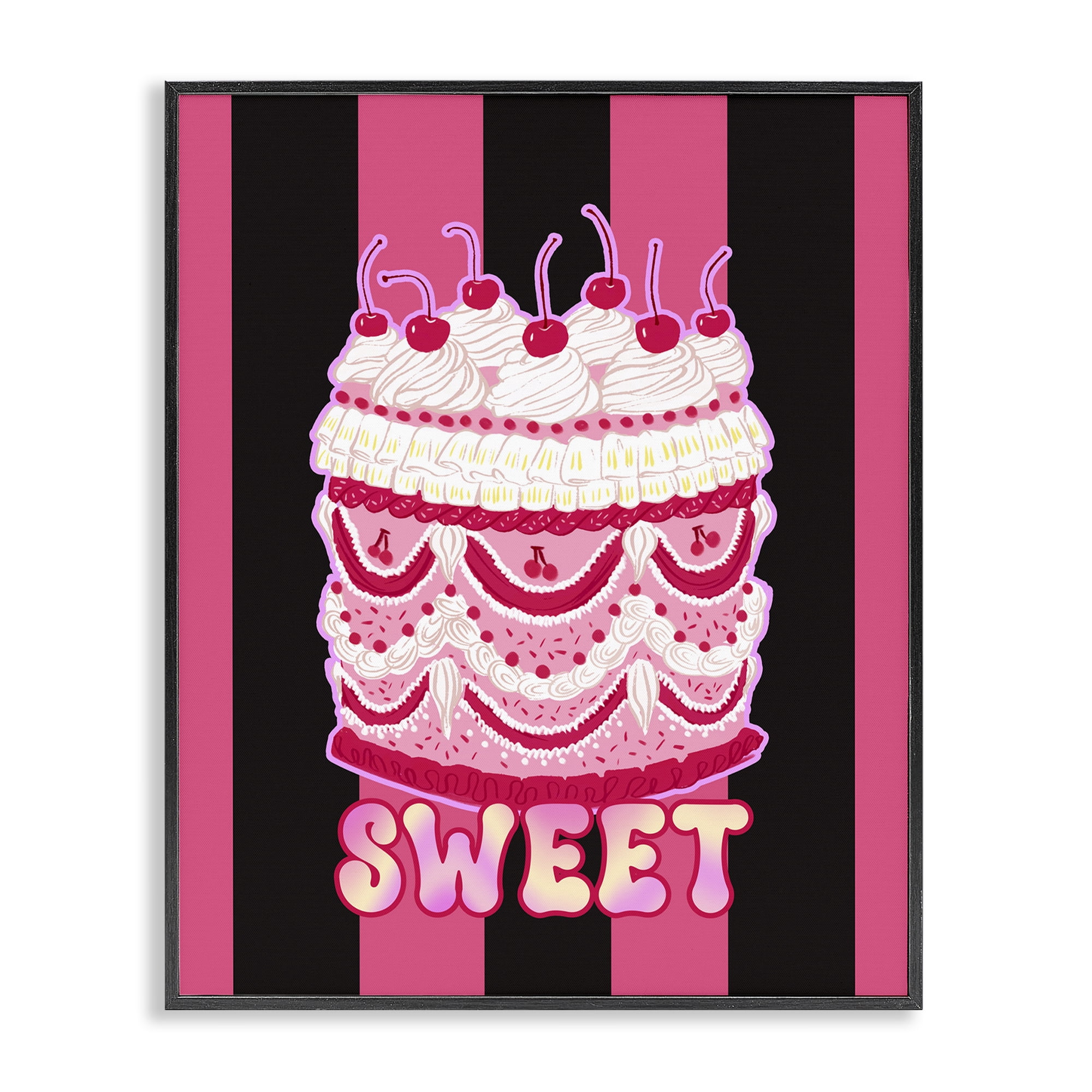 Stupell Industries Sweet Cake with Stripes Food & Beverage Painting ...