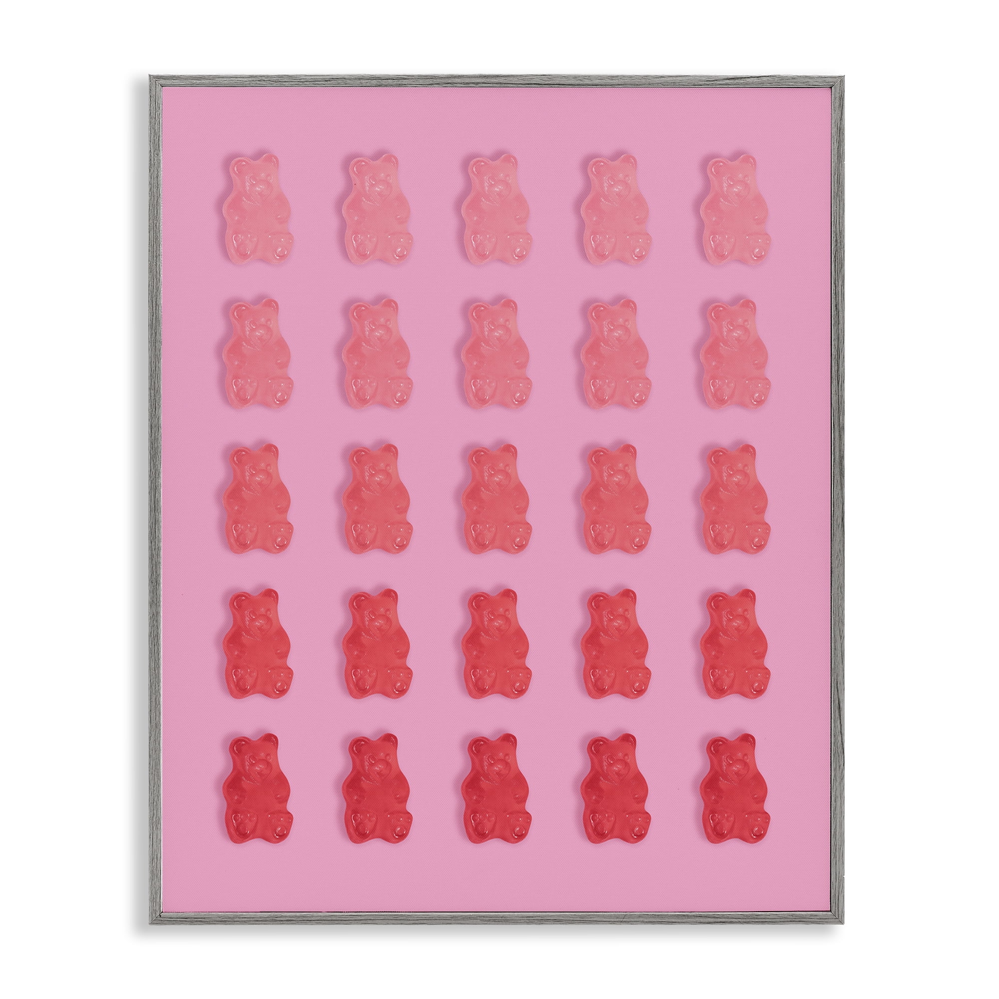 Stupell Industries Sweet Pink Gummy Bears Gray Framed Giclee Art ...