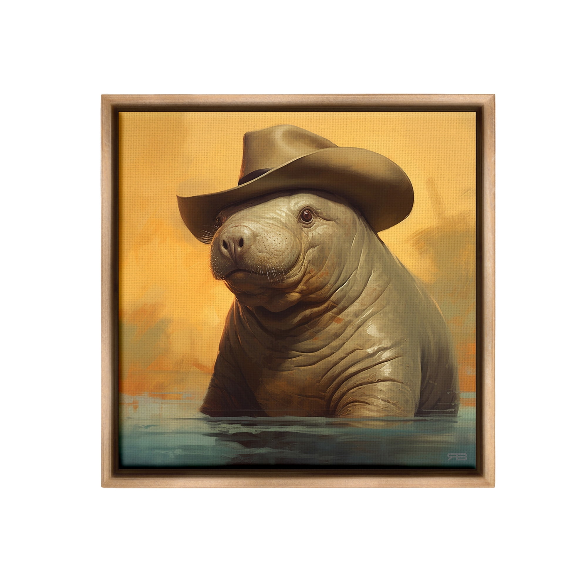 Free Shipping! Stupell Industries Swimming Manatee with Hat Framed ...