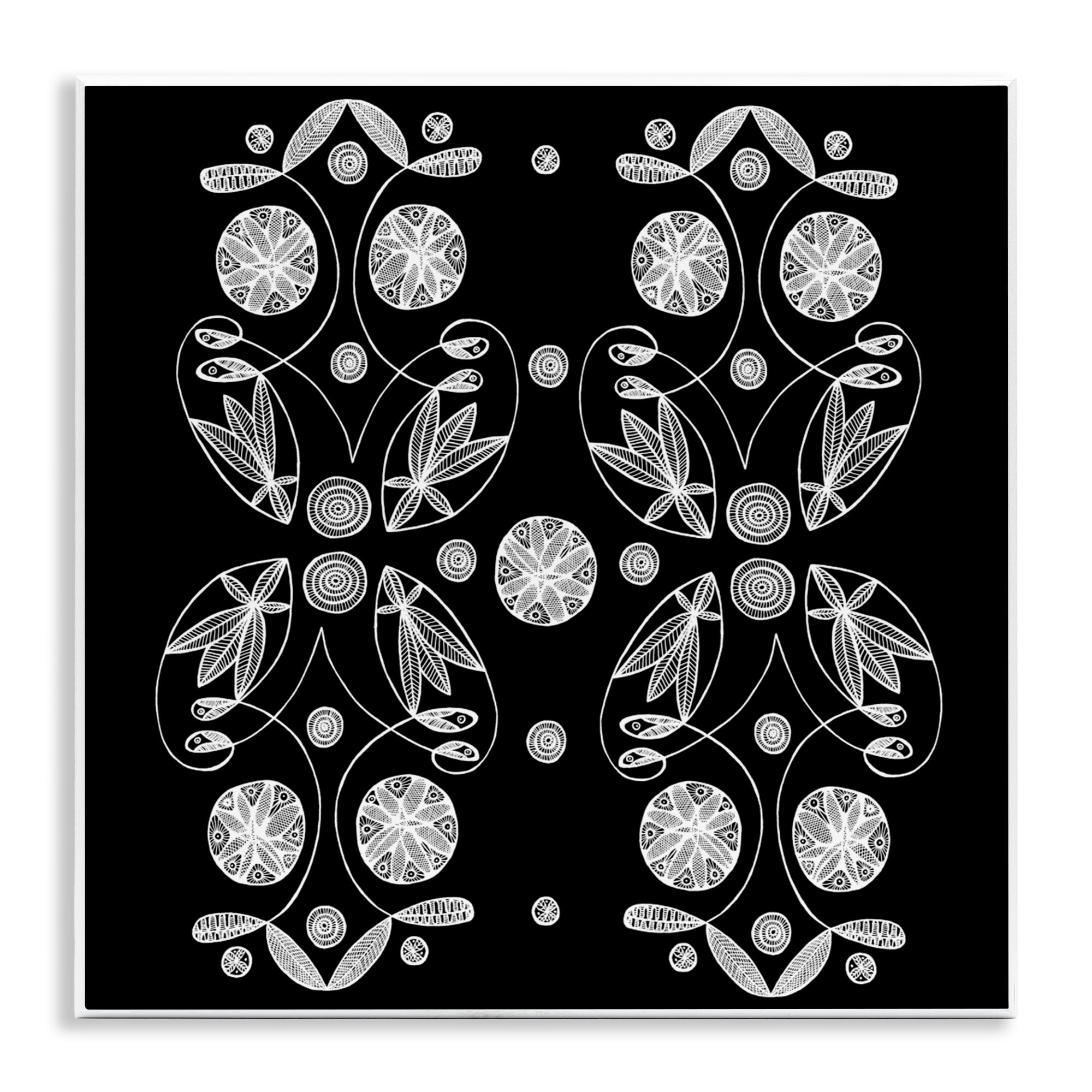 Stupell Industries Symmetrical Flower-Like Patterns Wall Plaque Art ...