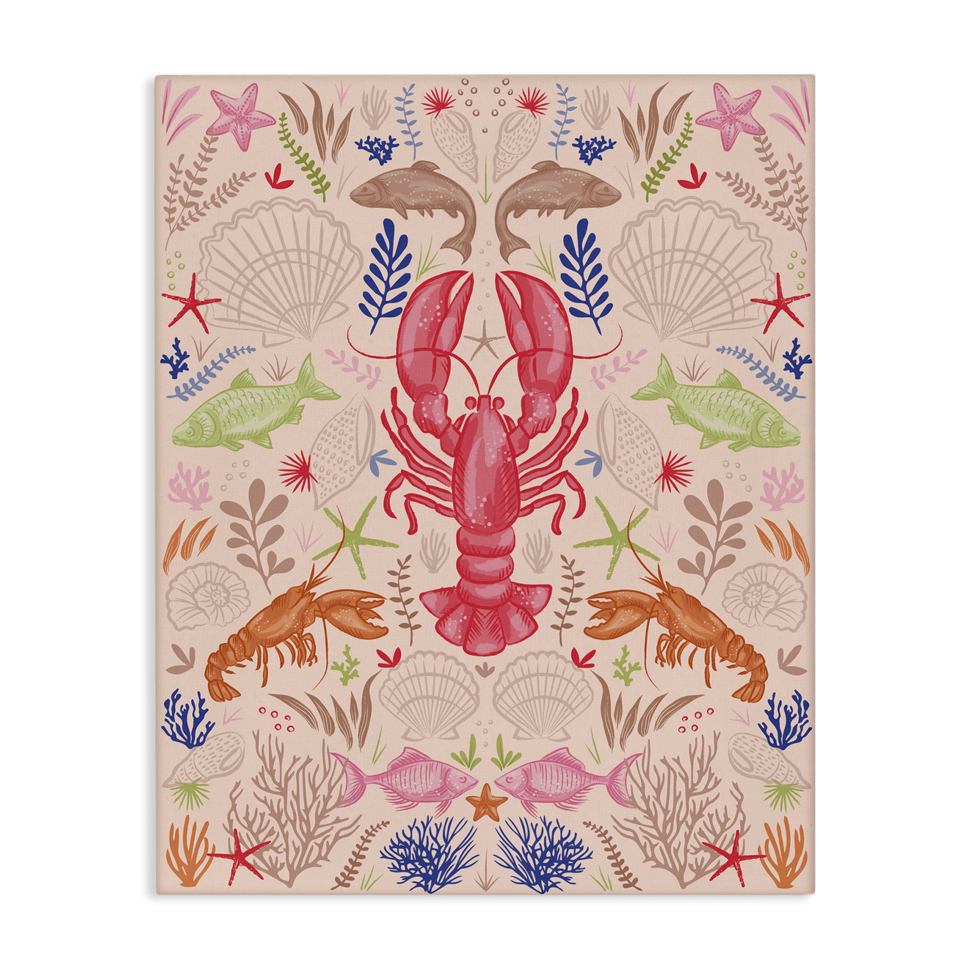 Stupell Industries Symmetrical Sea Life Nautical & Beach Painting ...