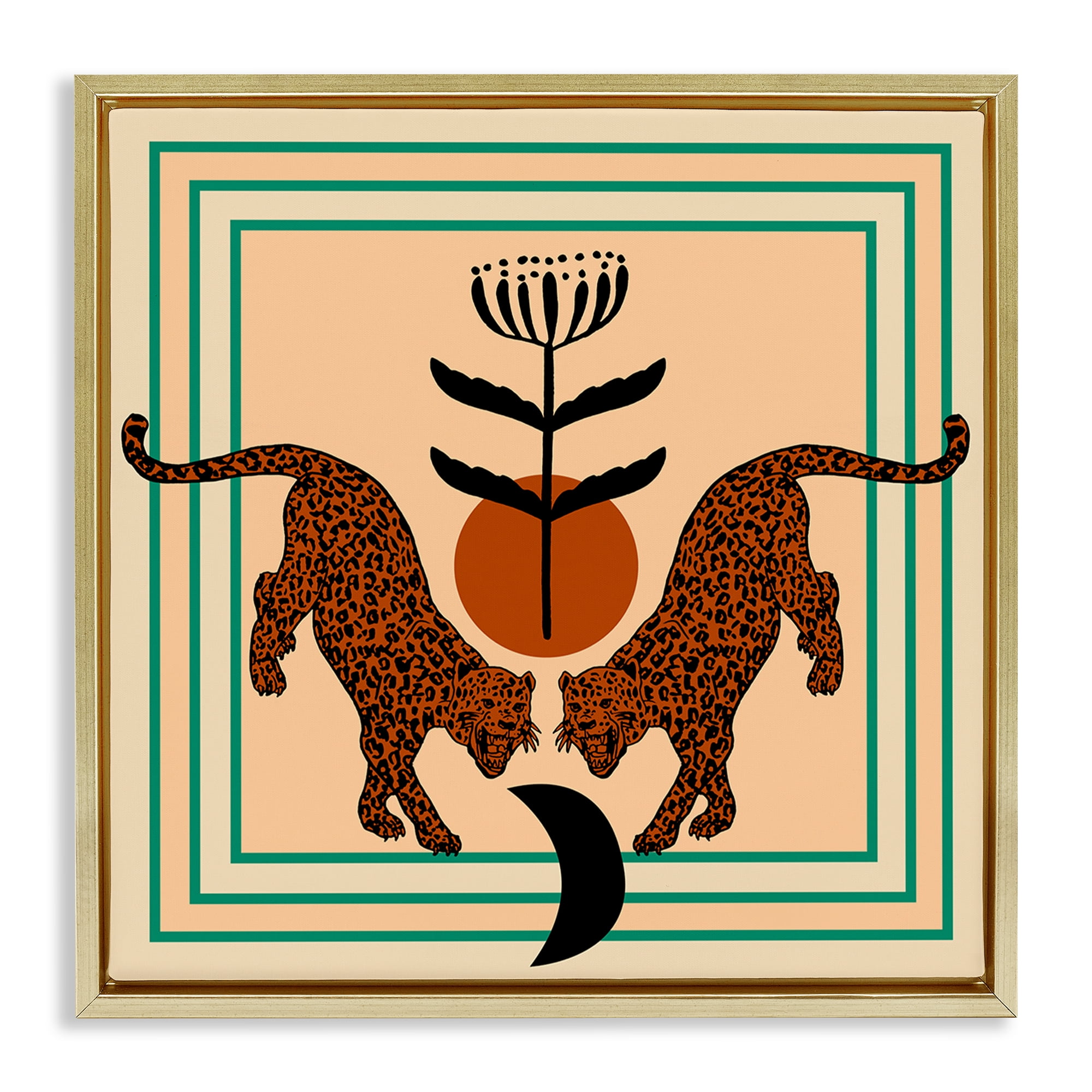 Stupell Industries Symmetrical Tropical Leopards Animals Painting Gold ...