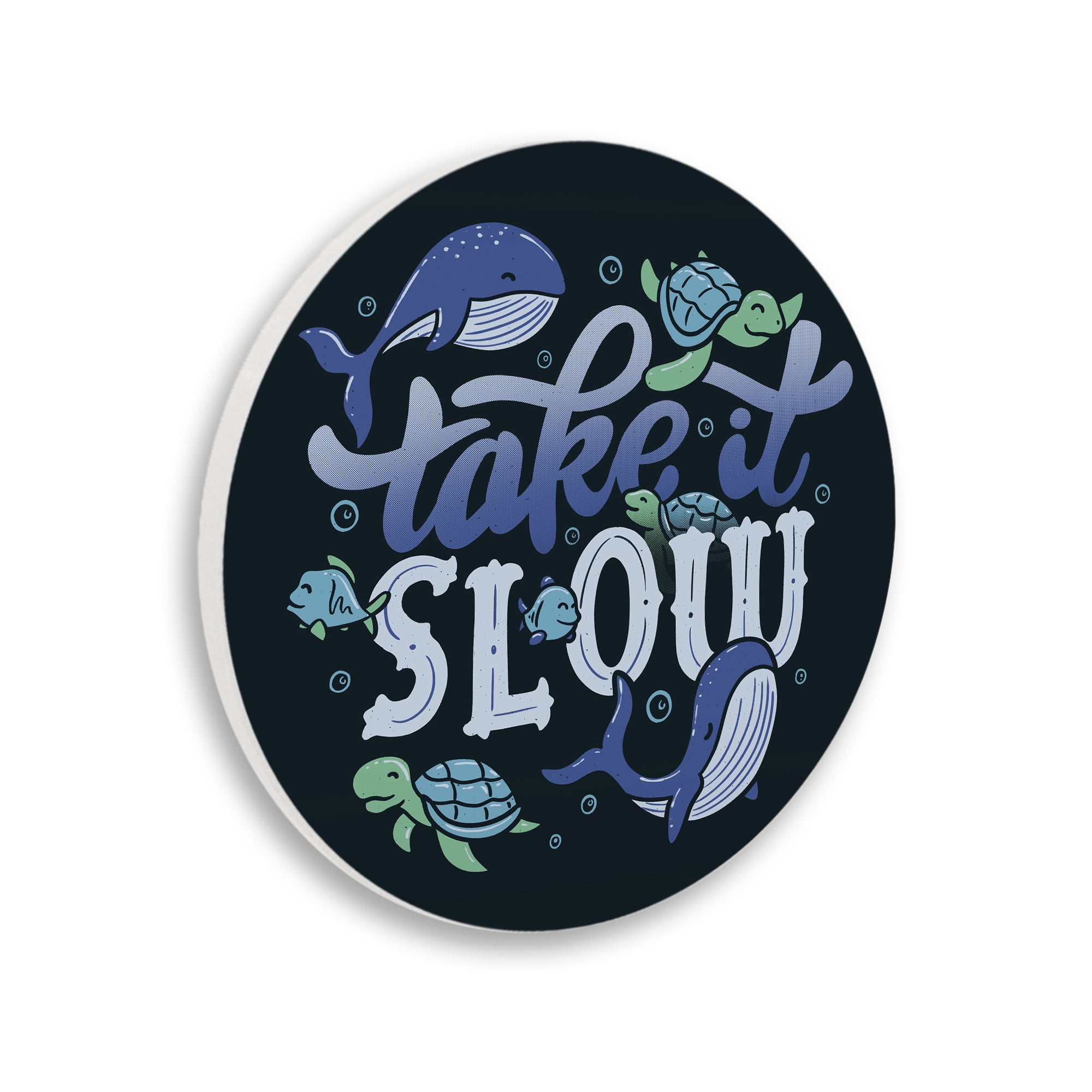 Stupell Industries Take It Slow Aquatic Animals Circular Wall Plaque ...