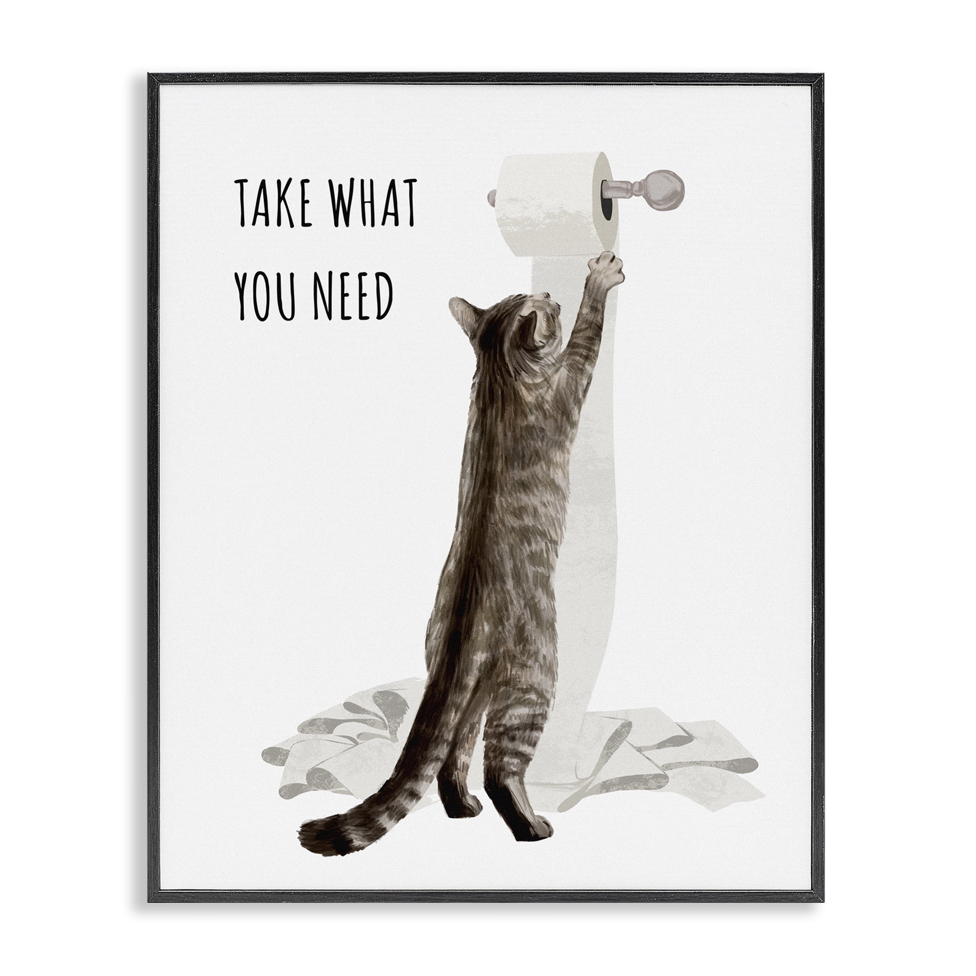 Take What You Need Toilet Paper Cat Black Framed Giclee Art, 16 x 20 ...