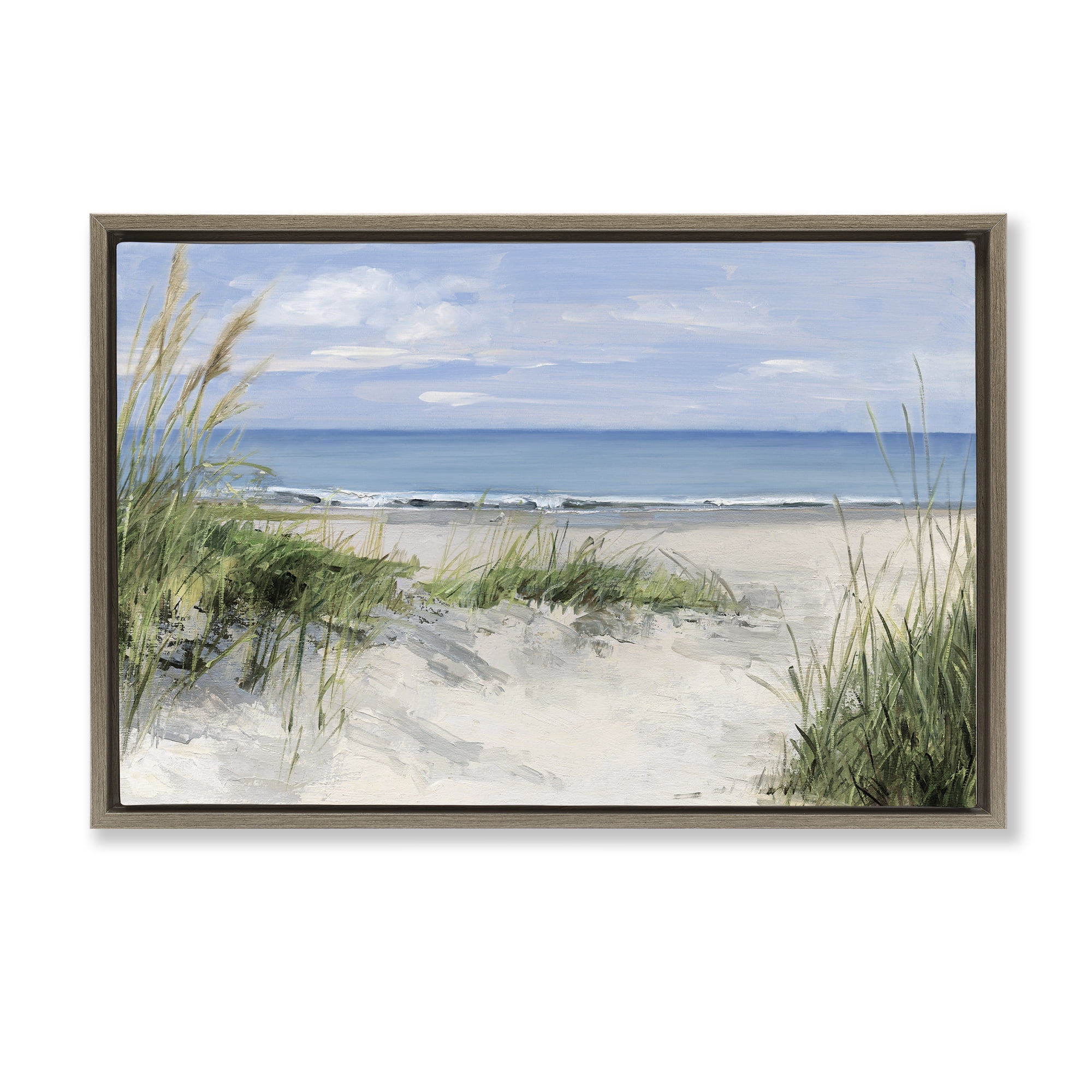 Stupell Industries Tall Grasses by Beach Coast Brown Framed Floater ...