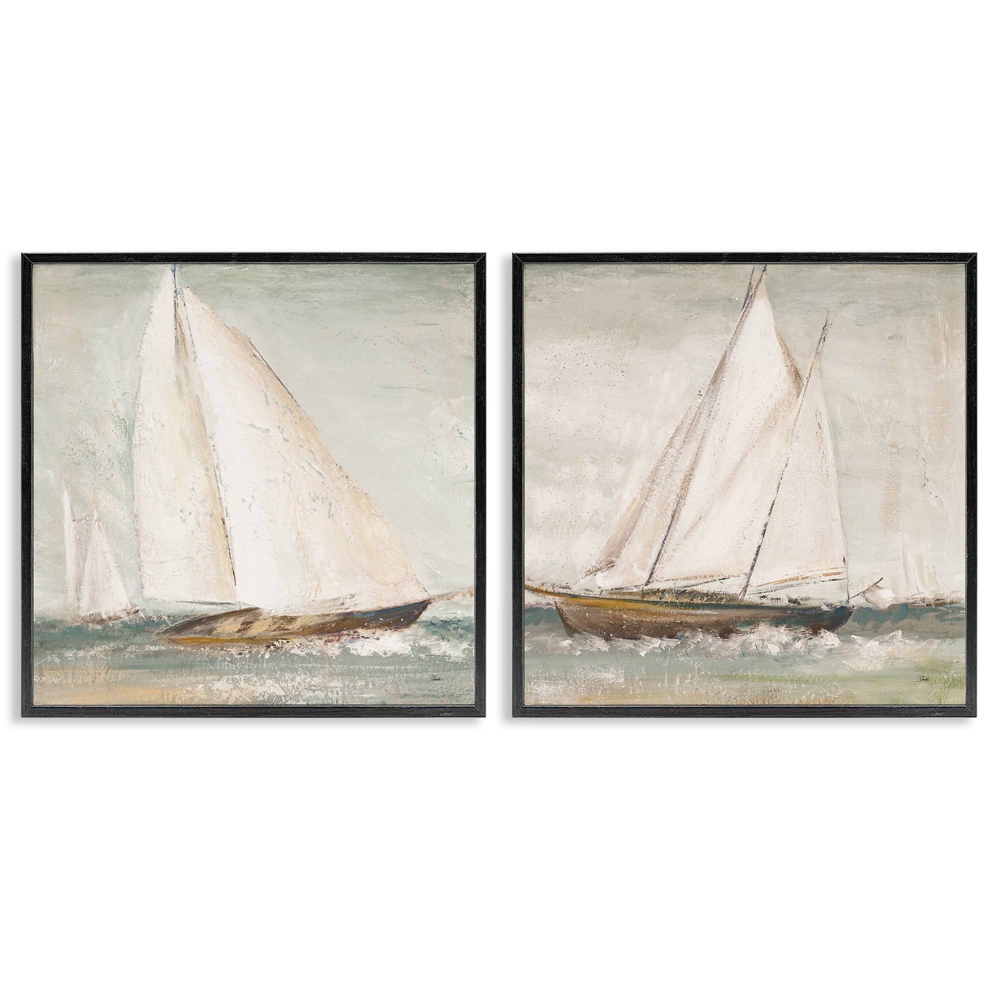 Stupell Industries Tall Ships at Sea Nautical & Beach Painting Black ...