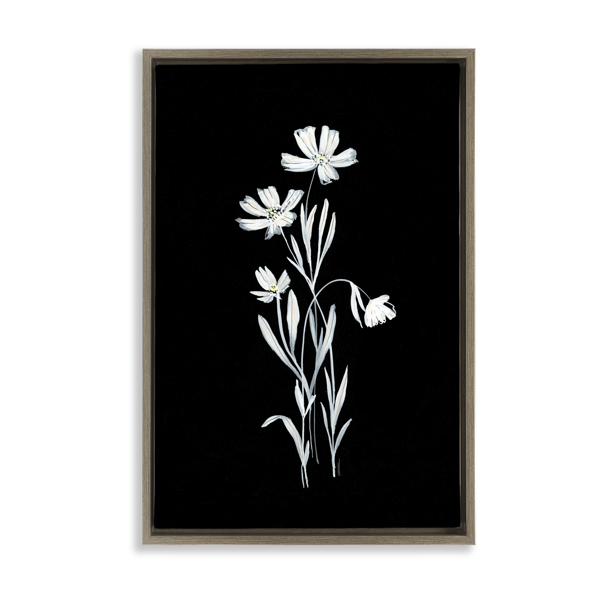 Stupell Industries Tall Stems on Black Plants & Flowers Painting Brown ...