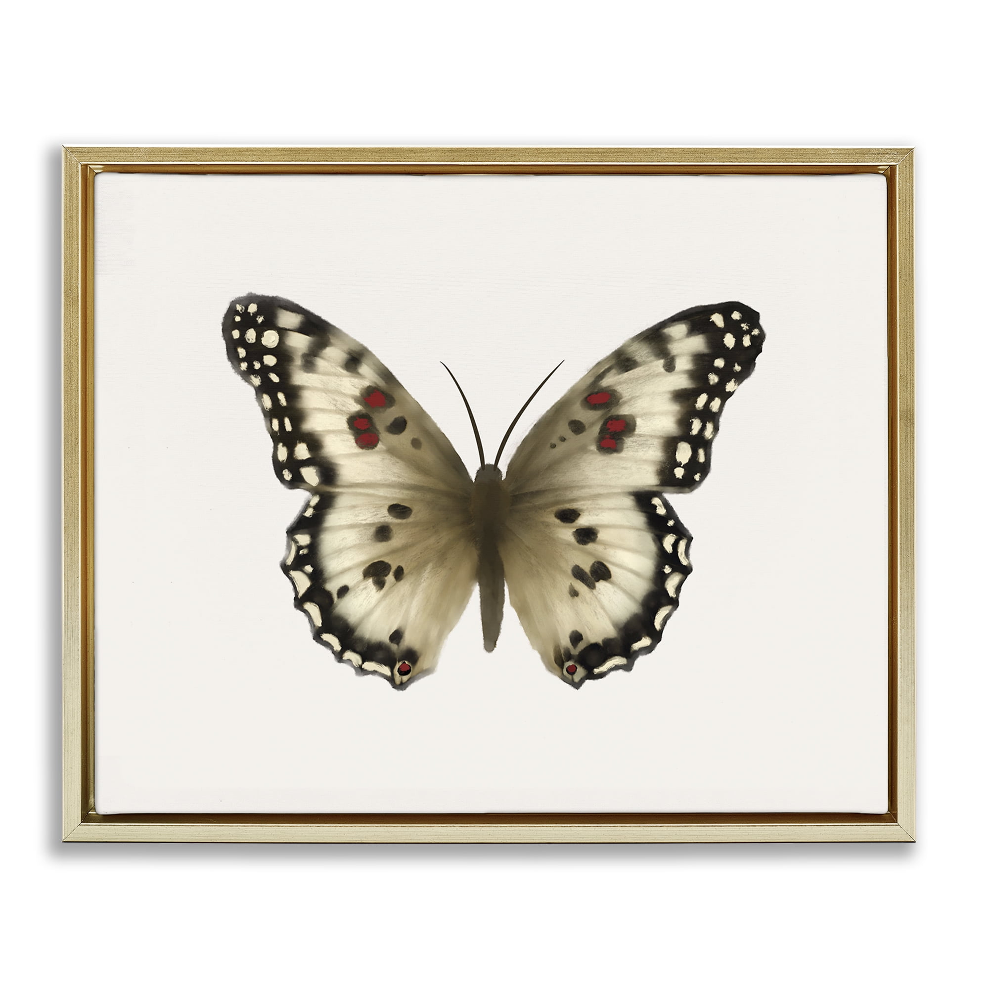Stupell Industries Tan Symmetrical Butterfly Animals Painting Gold ...