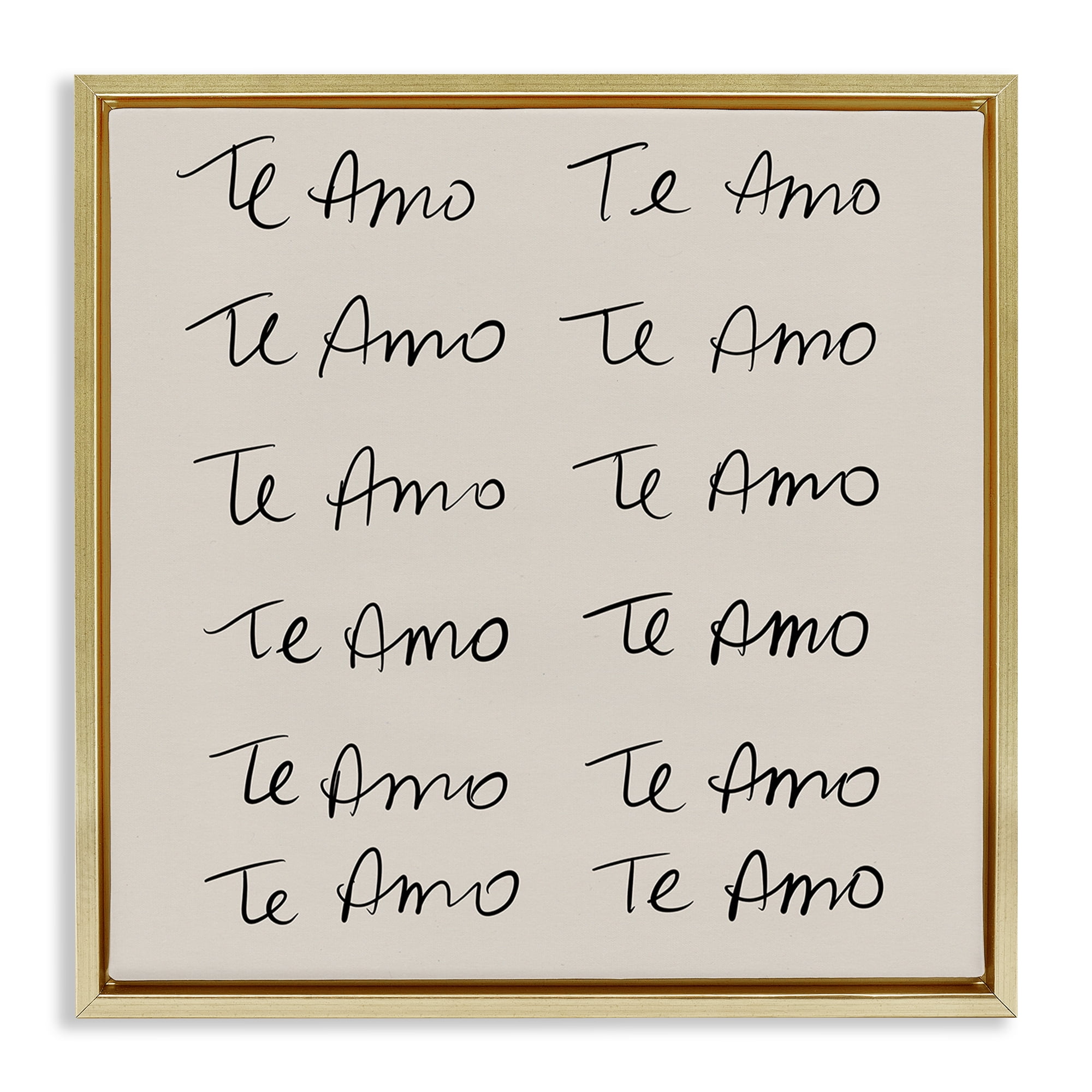 Stupell Industries Te Amo Inspirational Quotes Gold Framed Canvas Wall ...