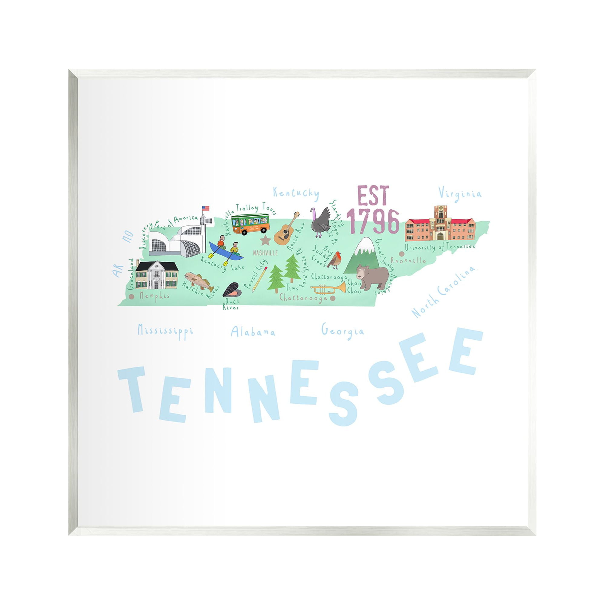 Stupell Industries Tennessee State Map Wall Art - 12 Inches - Walmart.com