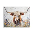 Stupell Industries Texas Longhorn Speckled Flowers Animals Painting ...