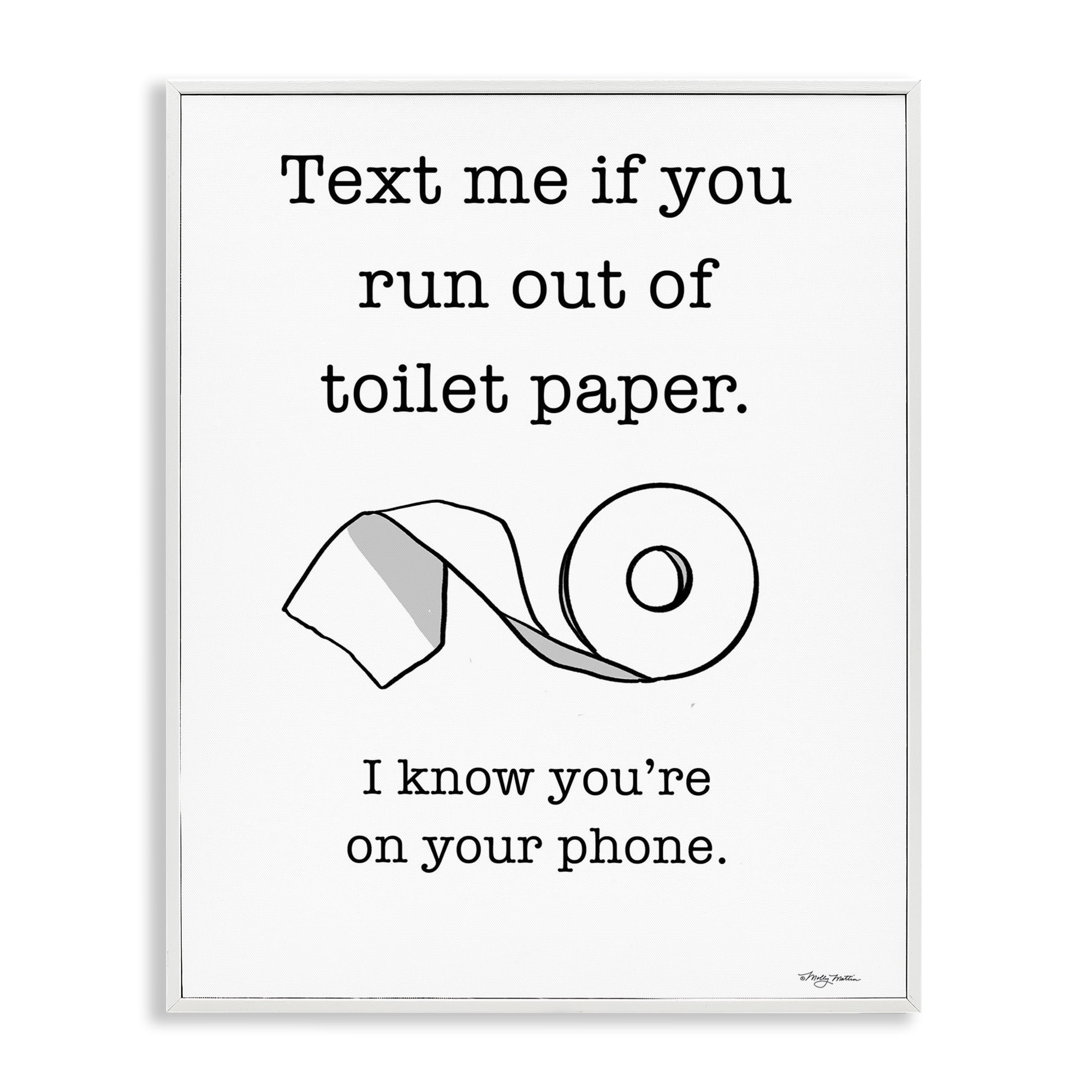 Stupell Industries Text Me for Toilet Paper Typography Painting White ...