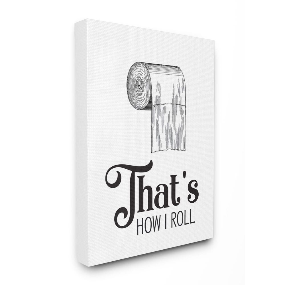 Stupell Industries That's How I Roll Toilet Paper Bathroom Word Design ...