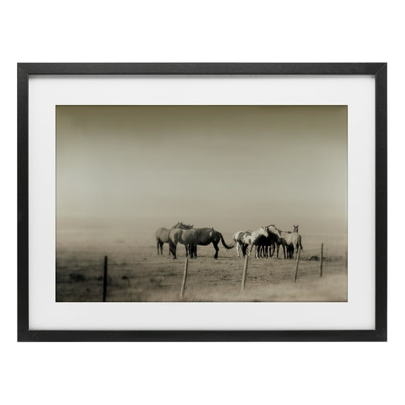 Stupell Industries The Herd Monochrome Horses Black Framed Print Under ...