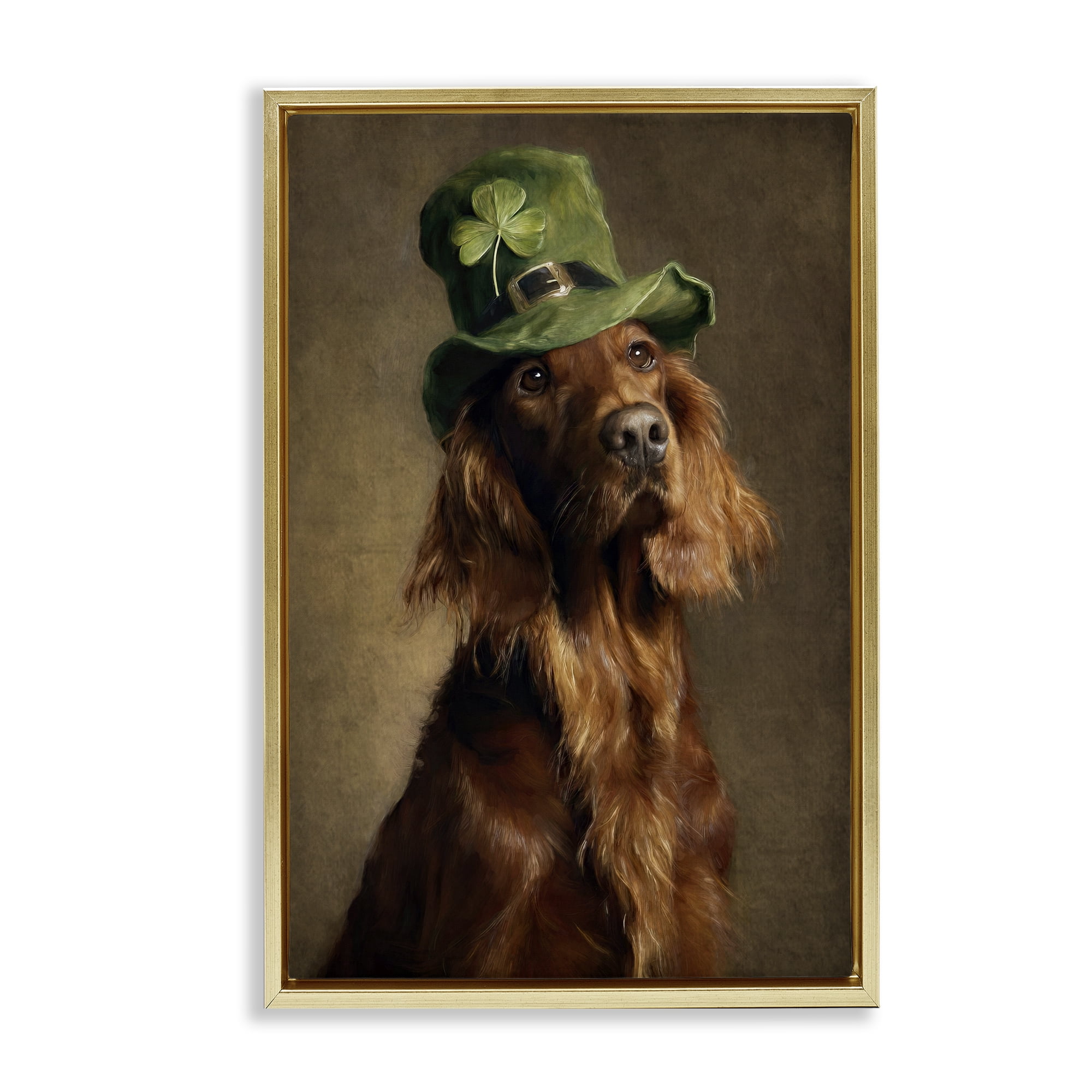 Stupell Industries The Irish Setter Portrait Gold Framed Floater Canvas ...