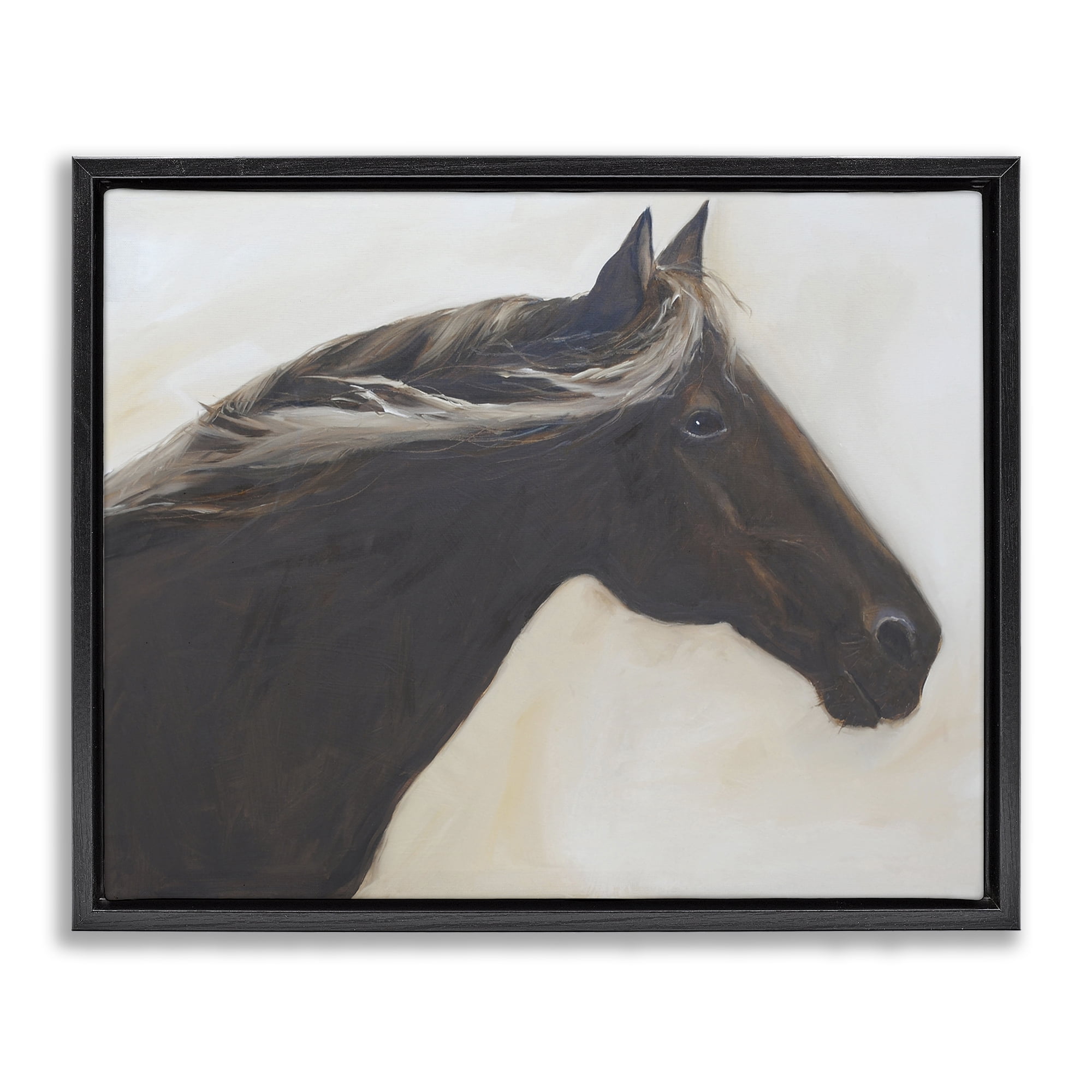 Stupell Industries The Mare In Profile Black Framed Floater Canvas Wall ...