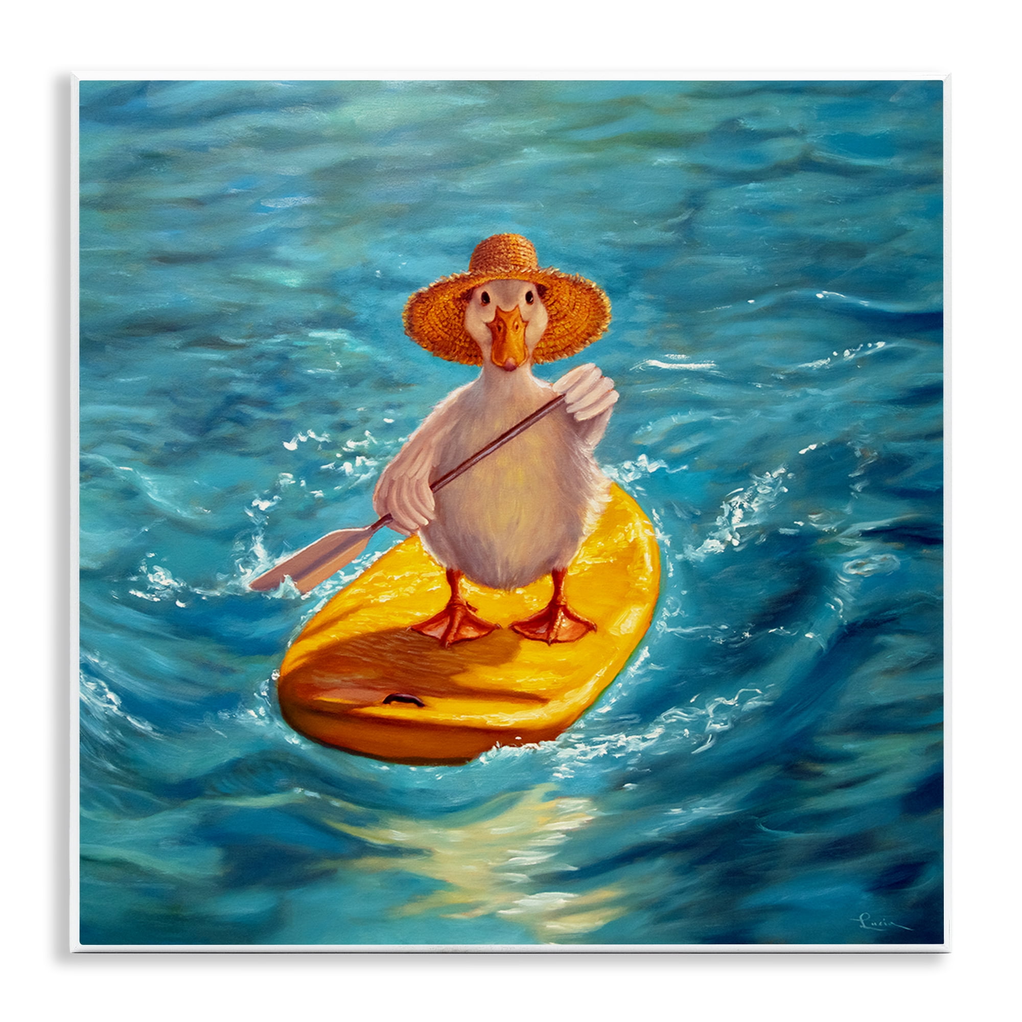 Stupell Industries The Paddler Duck with Straw Hat Wall Plaque Art ...