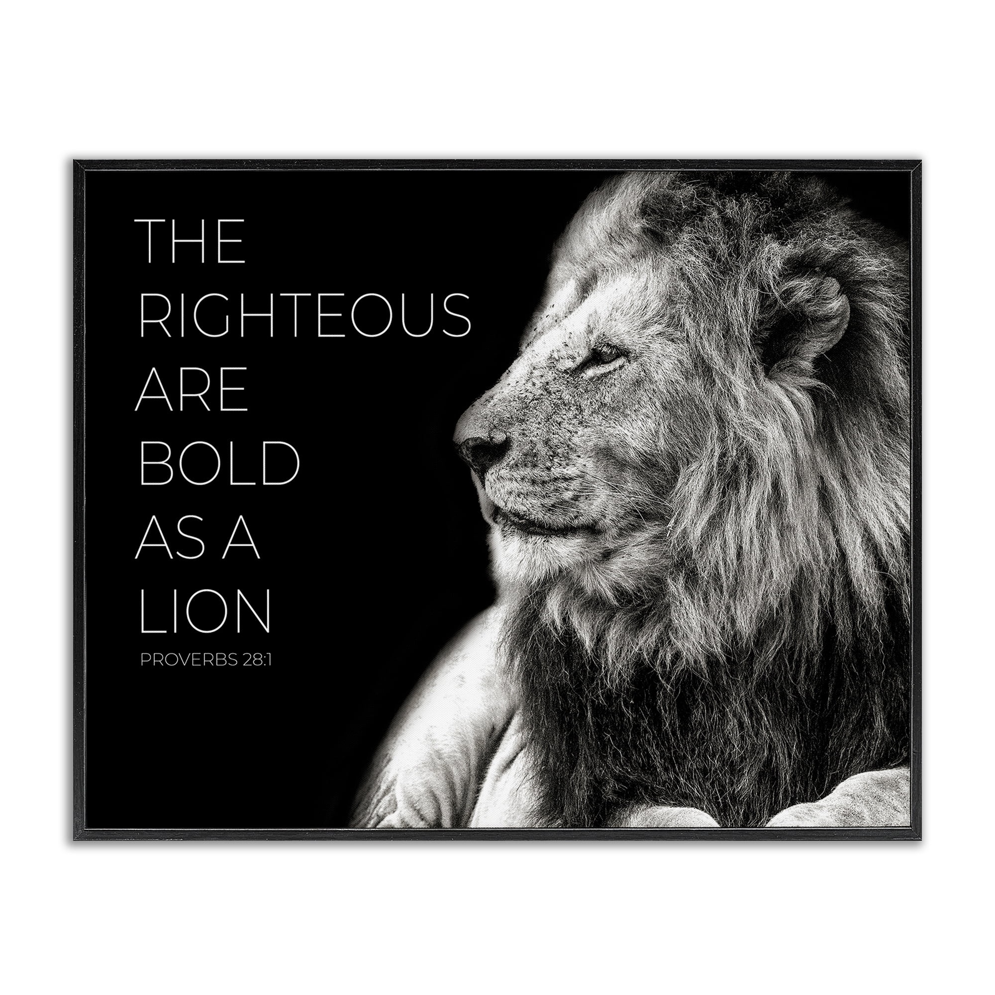 Stupell Industries The Righteous Bold As A Lion Black Framed Giclee Art ...