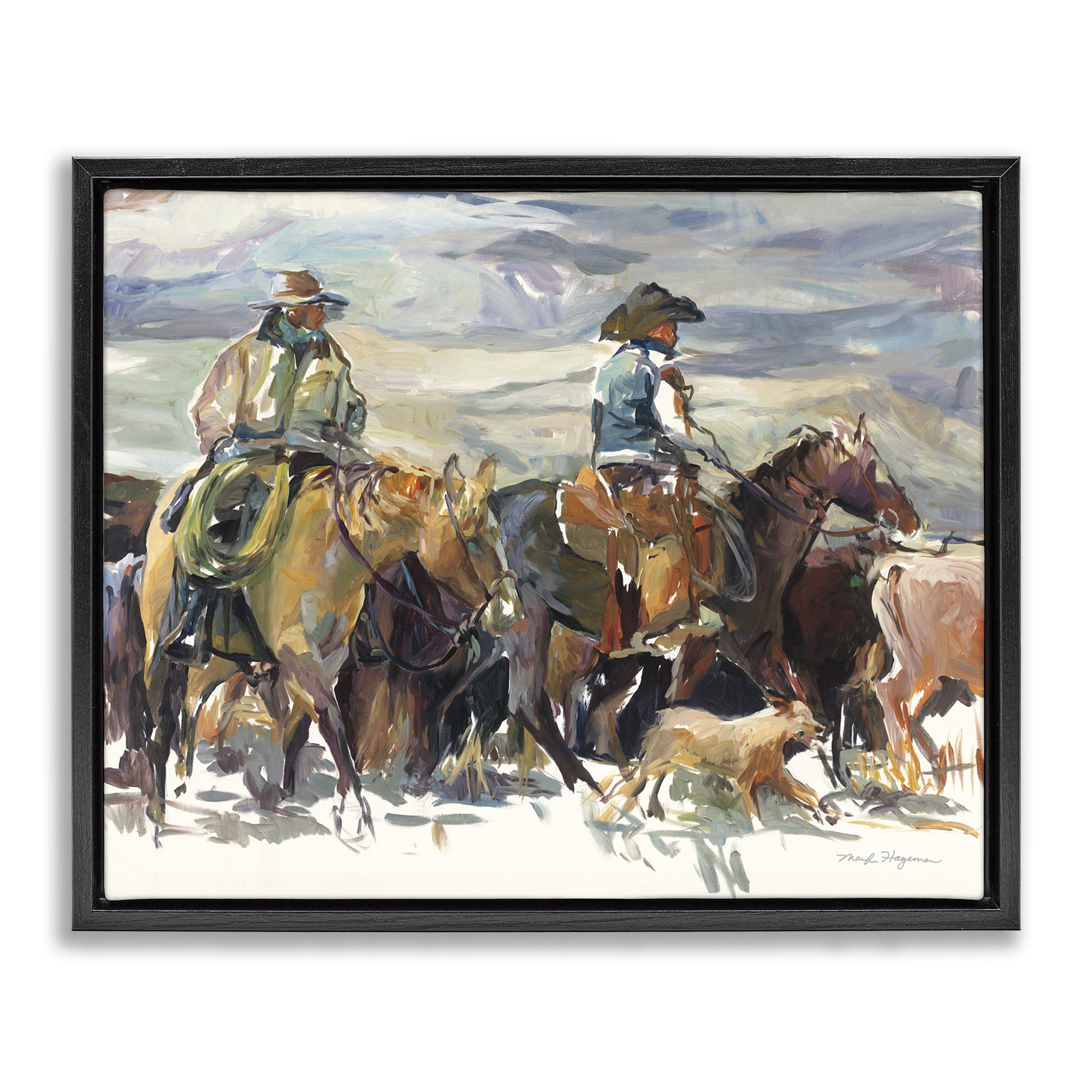 Stupell Industries The Roundup Western Painting Animals Painting Black ...