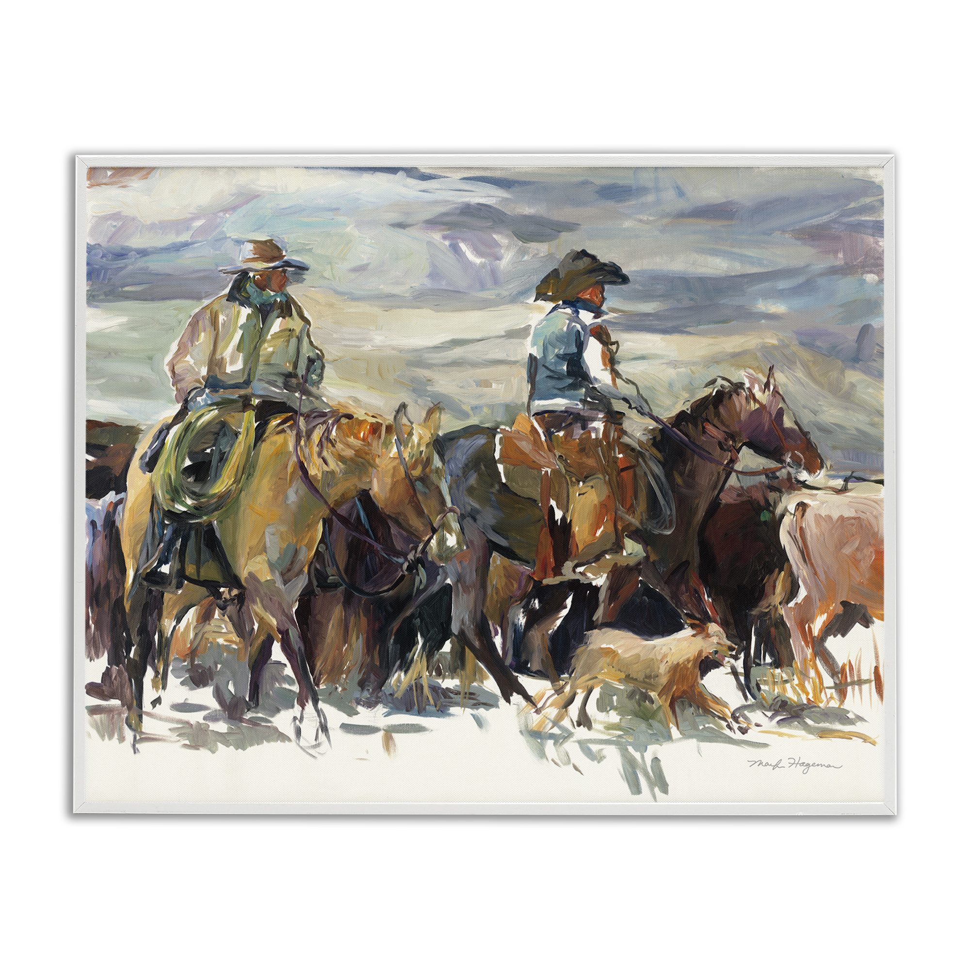 Stupell Industries The Roundup Western Painting Animals Painting White ...