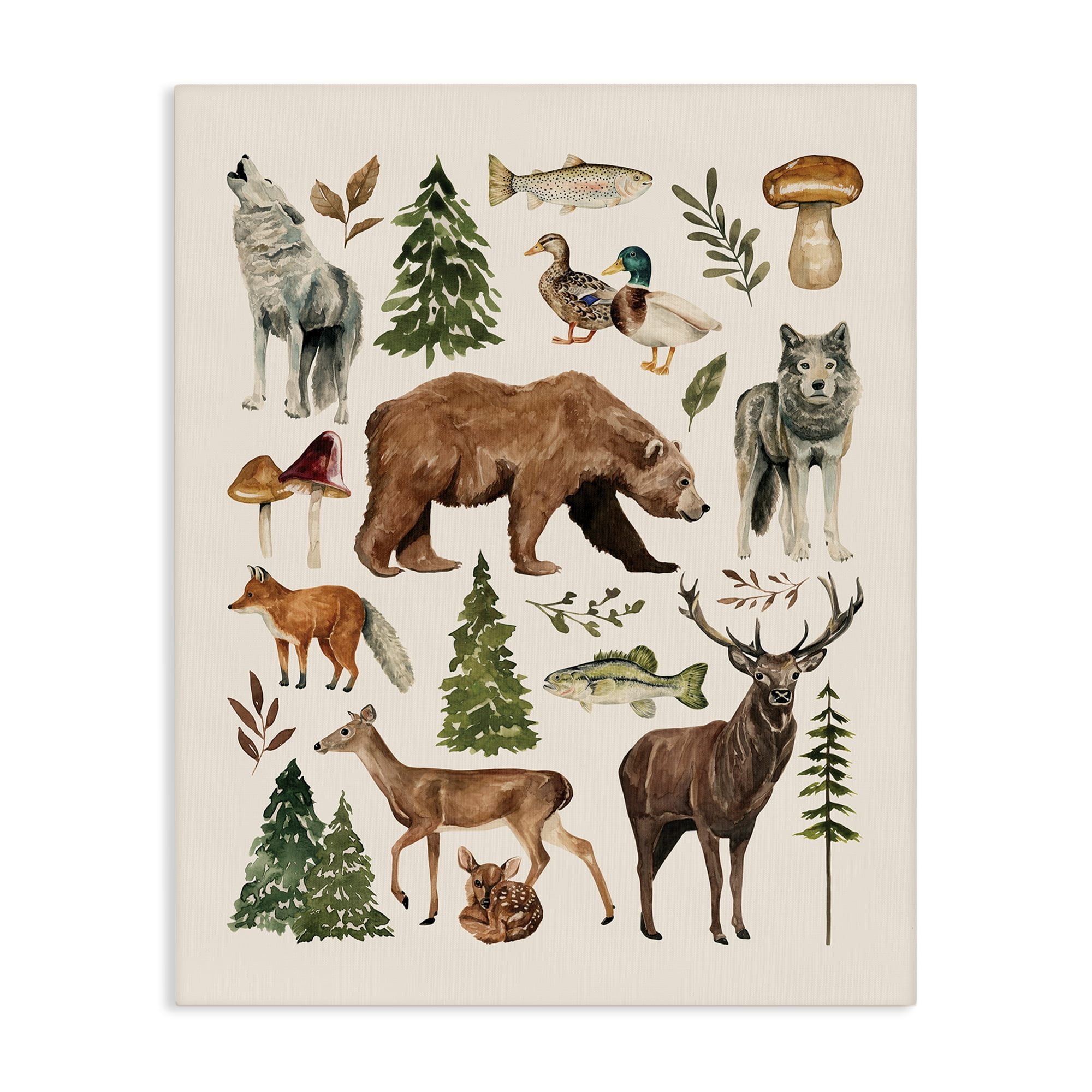 Stupell Industries The Wild Wood Animals Canvas Wall Art, design by ...