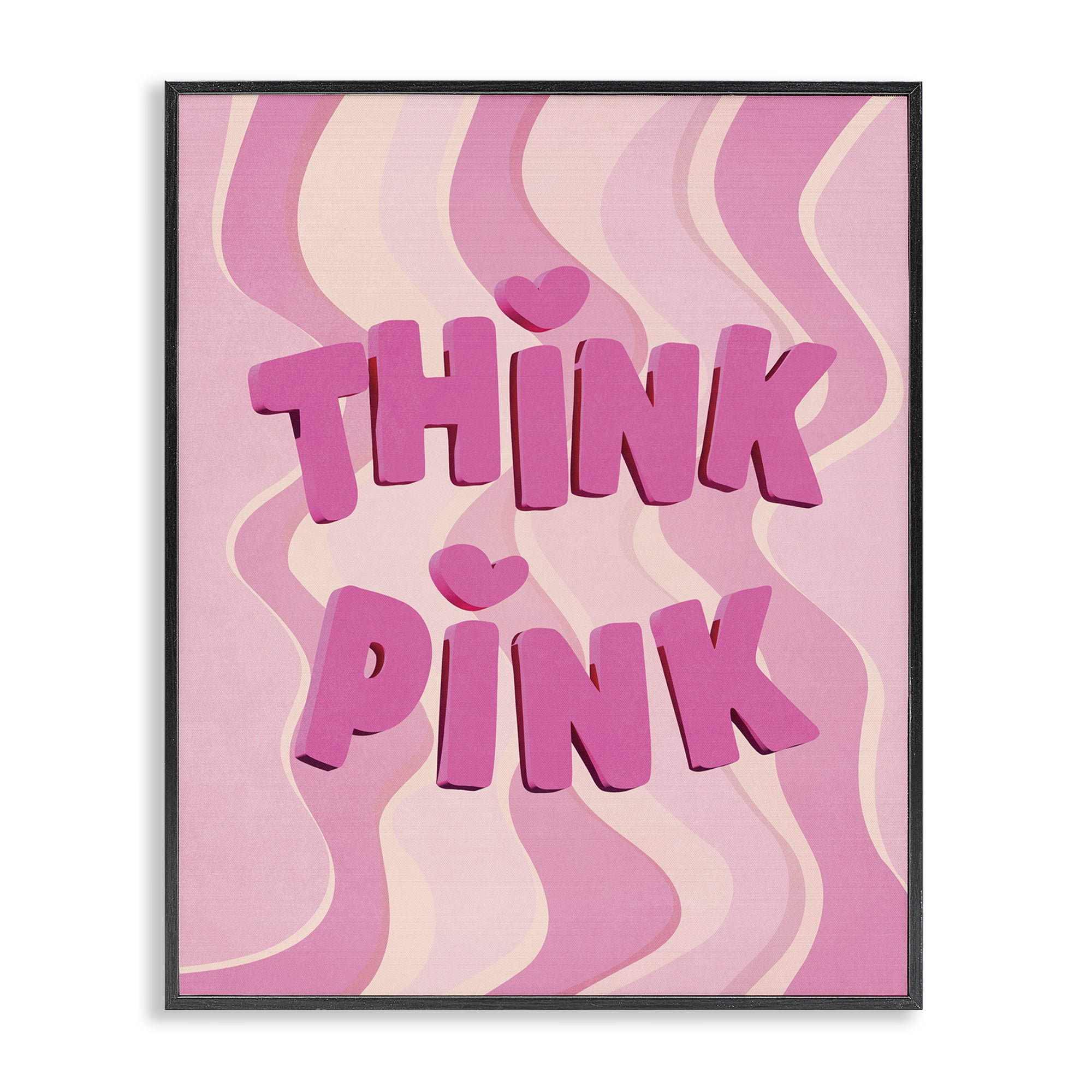 Stupell Industries Think Pink Wavy Pattern Text & Numbers Painting ...