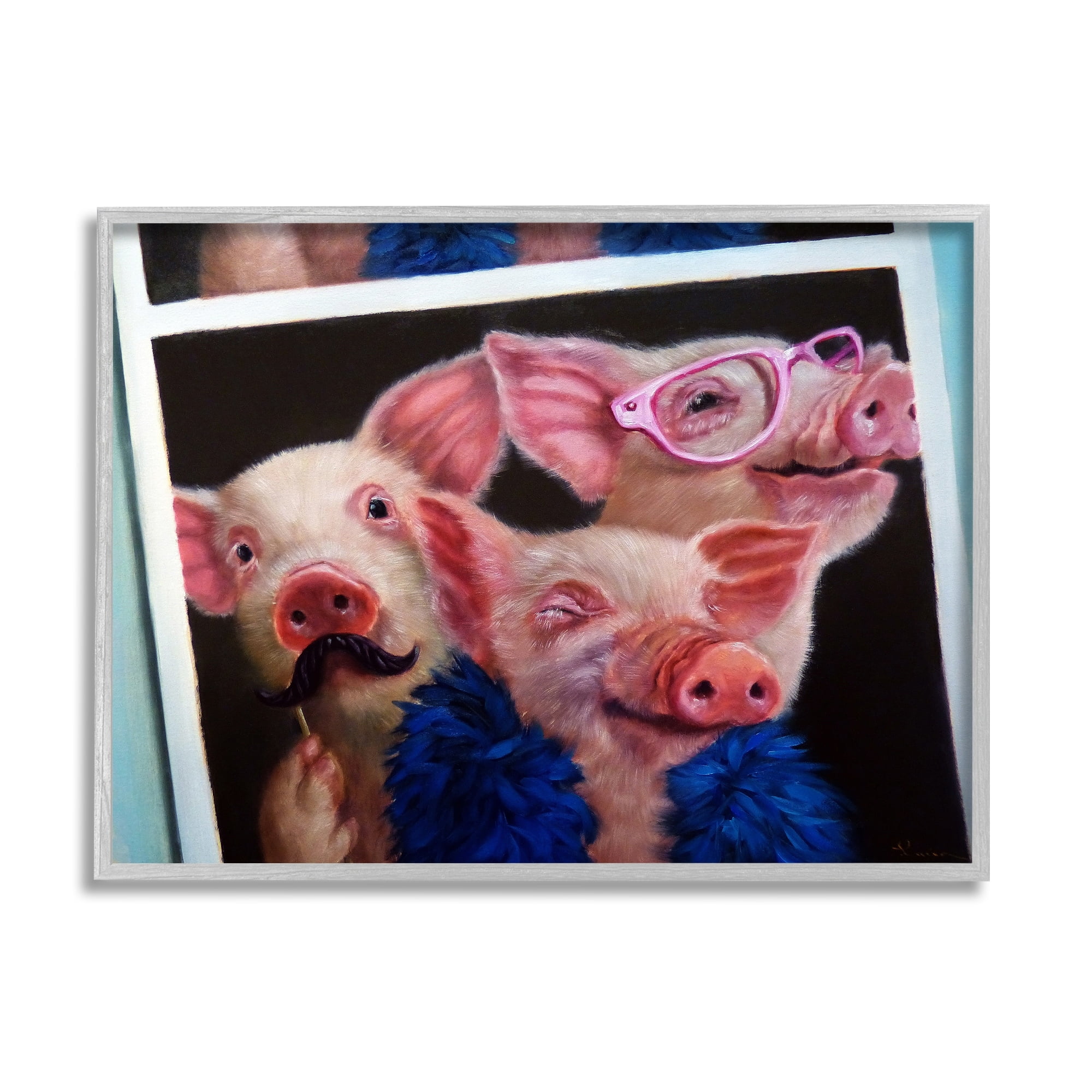 Stupell Industries Three Pigs Triplets Fashion Photo Booth Props Framed ...