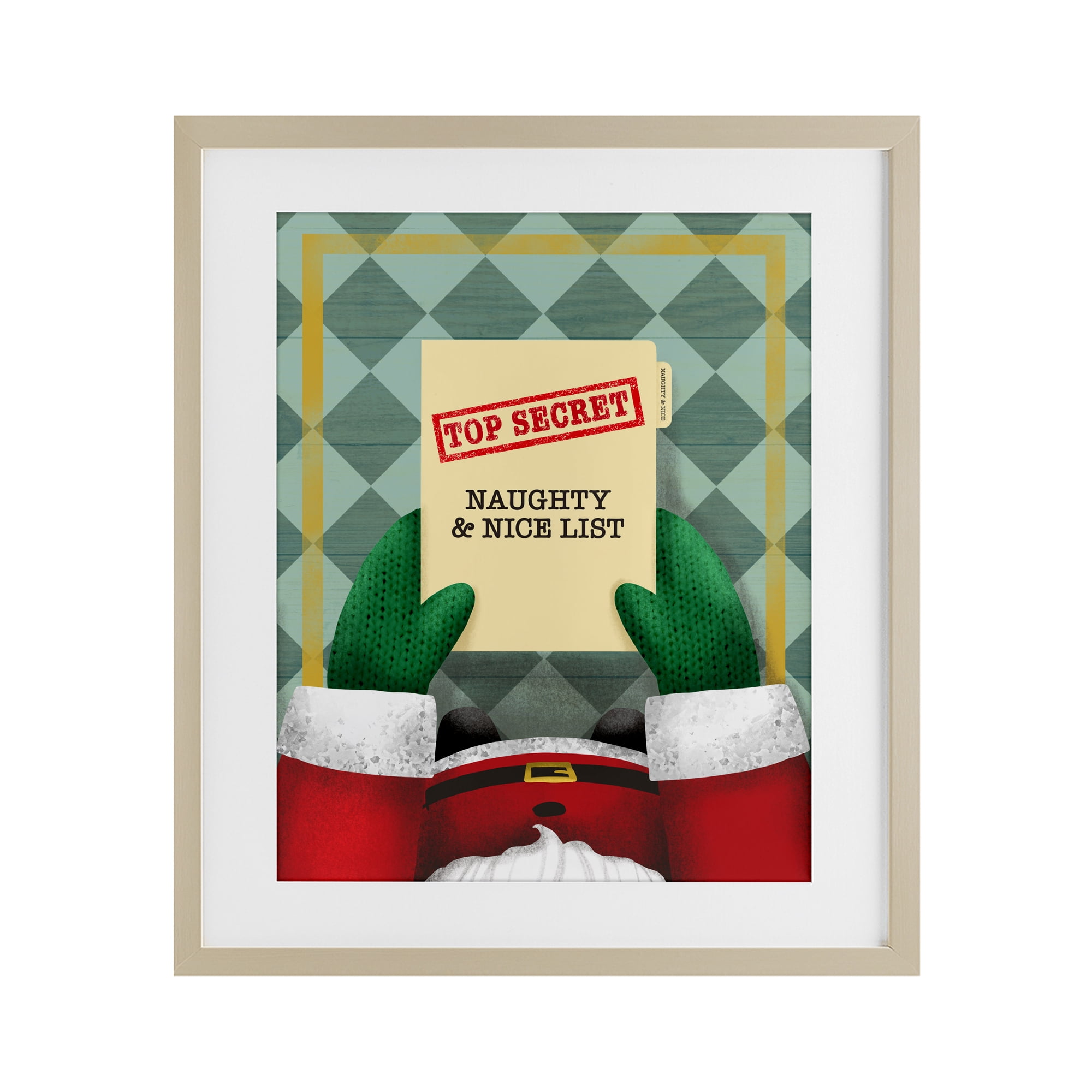 Stupell Industries Top Secret Santa List Birch Framed Print Under Glass ...