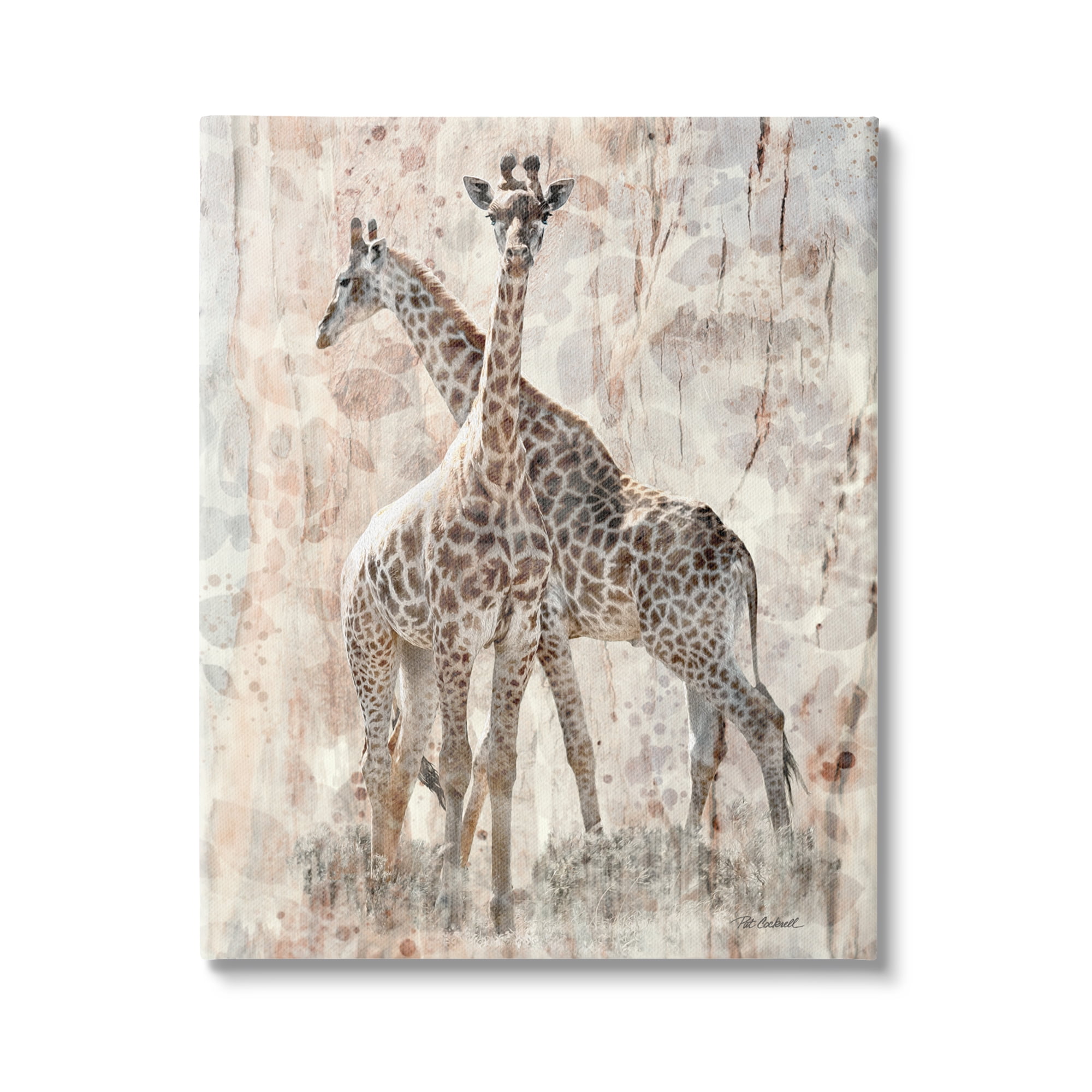 Stupell Industries Towering Giraffes Pair Overlay Spotted Pattern ...