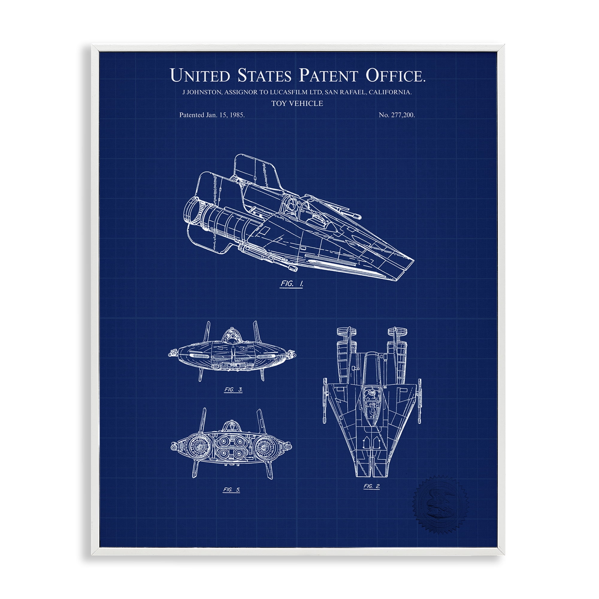 Stupell Industries Toy Vehicle Blueprint Transportation Painting White ...