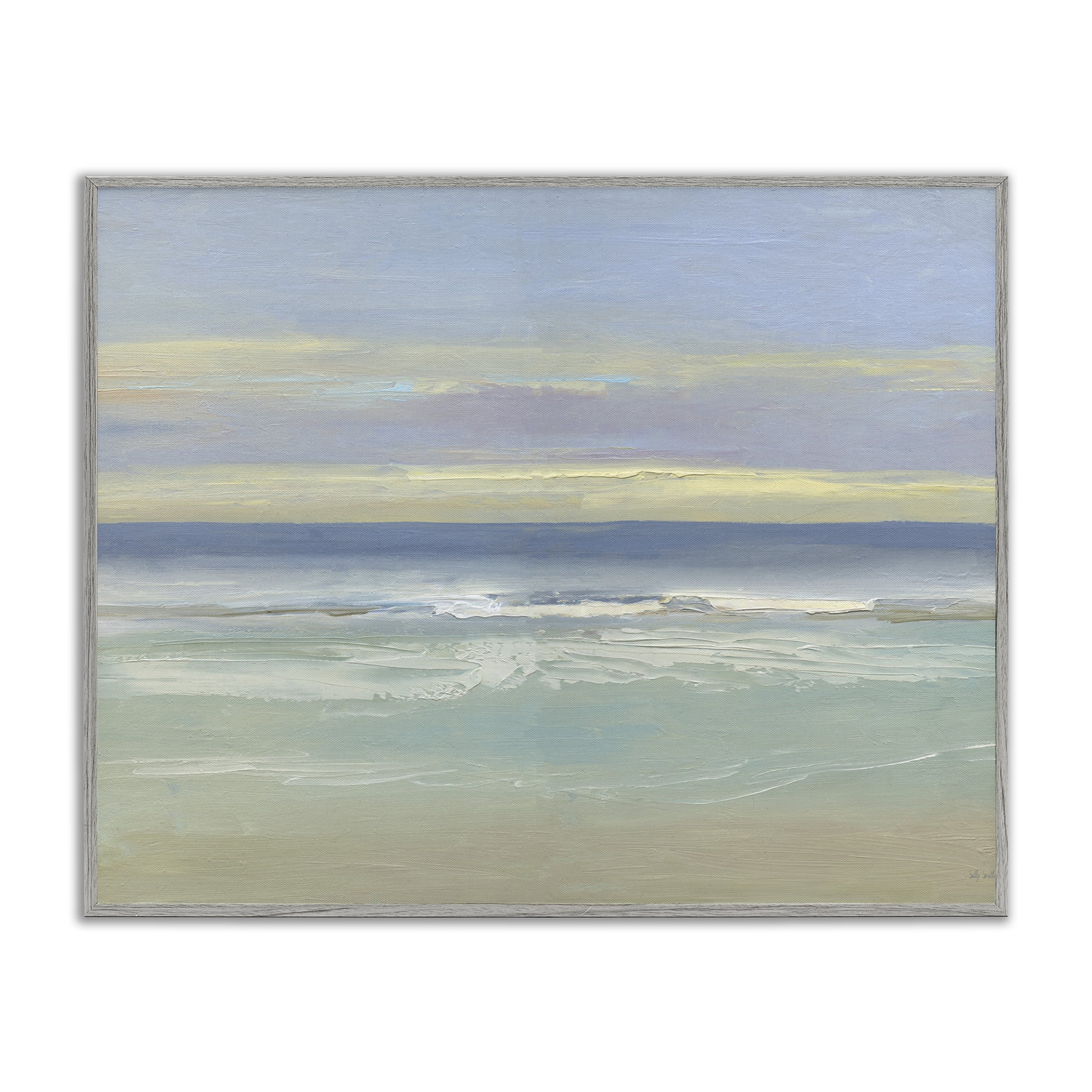 Stupell Industries Tranquil Coastal Morning Waves Gray Framed Giclee ...