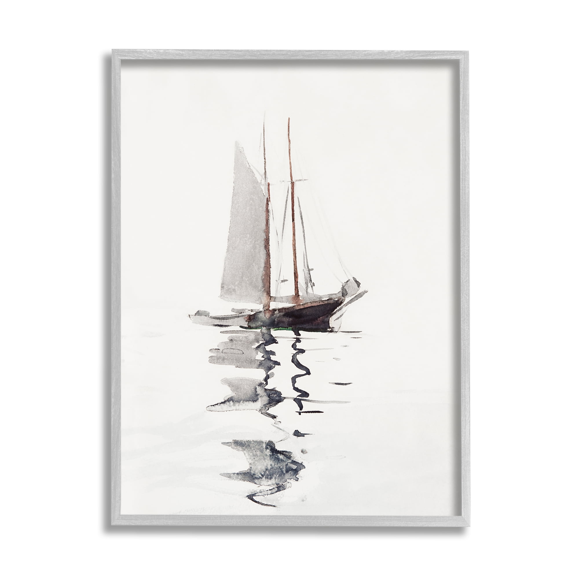 Stupell Industries Tranquil Sailboat Vessel Floating Lone Ocean ...